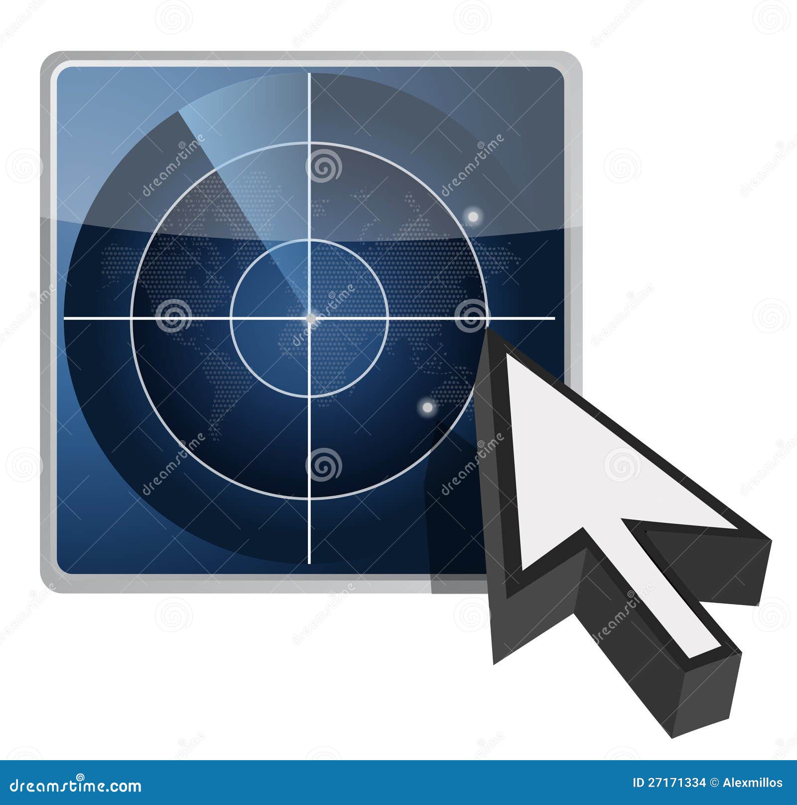 Blue Radar Button Illustration and Cursor Stock Illustration ...