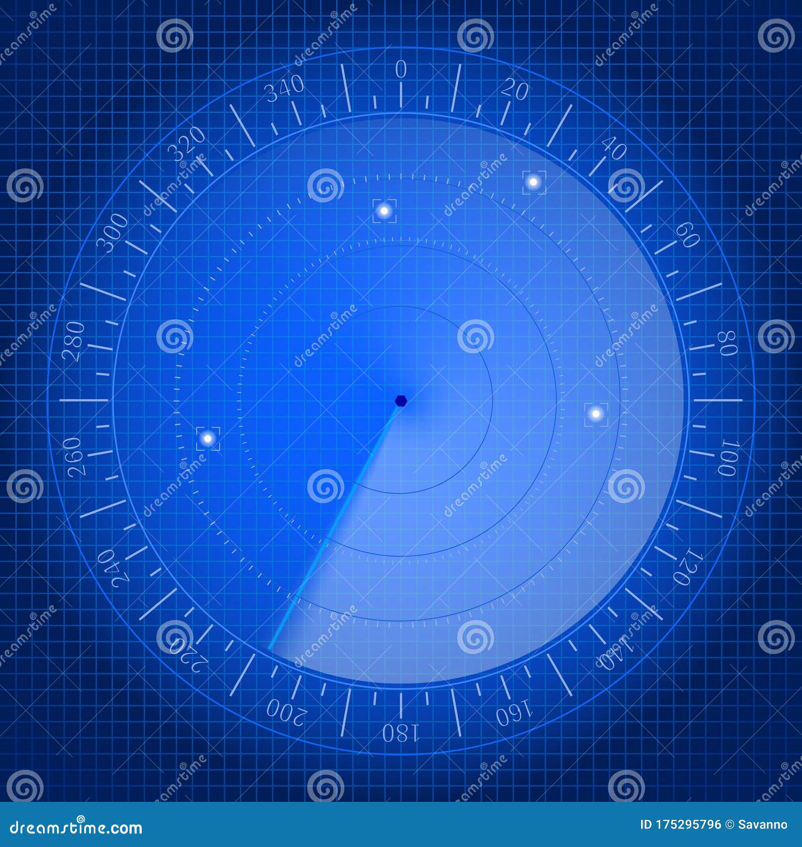 Blue radar screen stock vector. Illustration of safety - 175295796