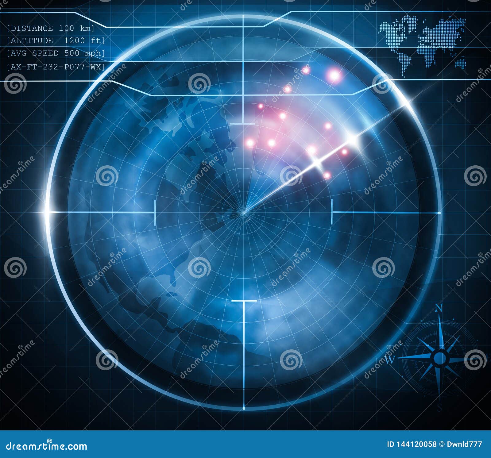 Blue radar screen stock illustration. Illustration of military - 144120058