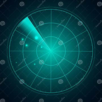 Blue Radar Screen with Targets in Process ,dynamic Illustration ...