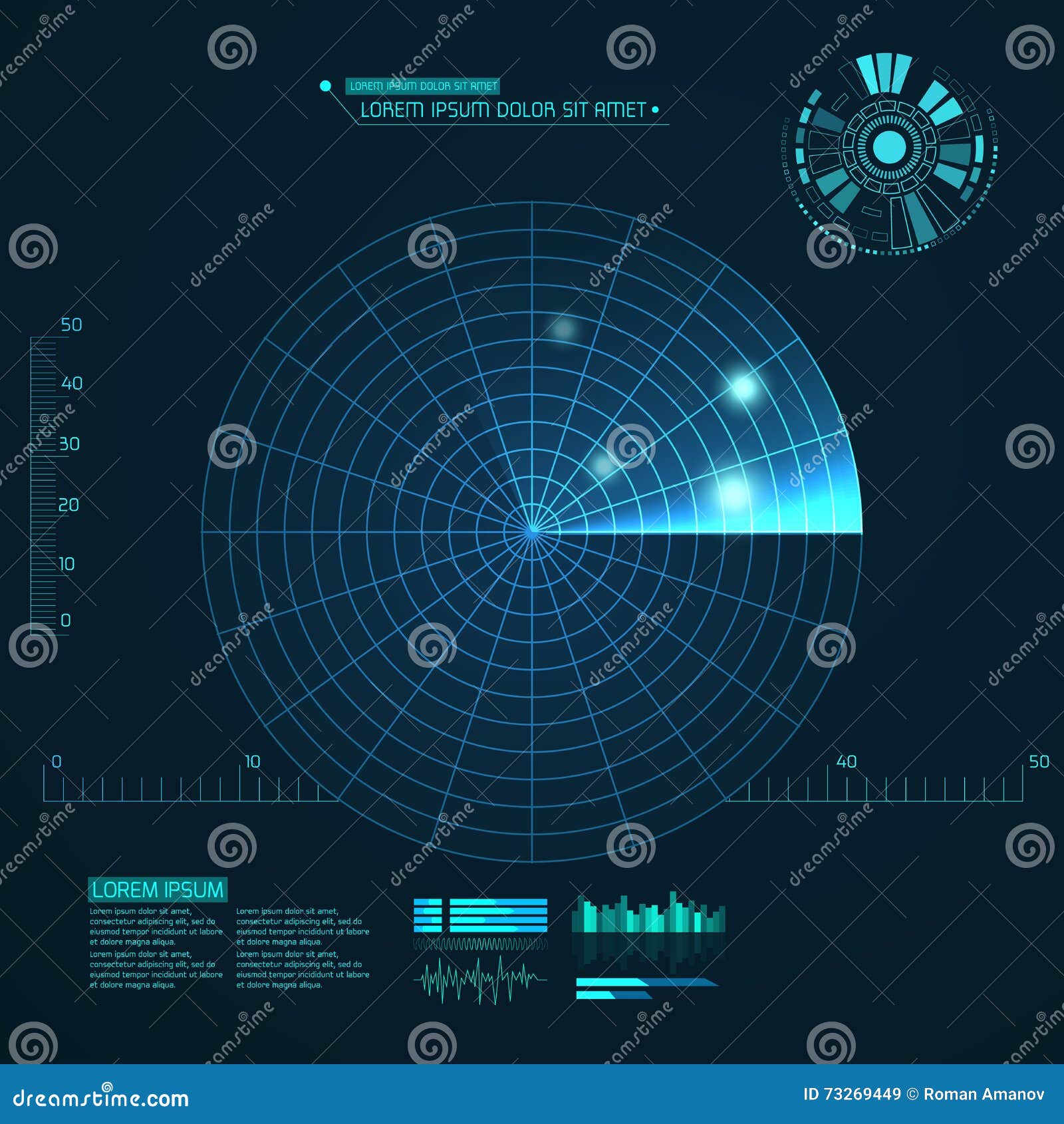 Blue Radar Screen With Planes, Air Traffic Control Radar Monitor Show ...