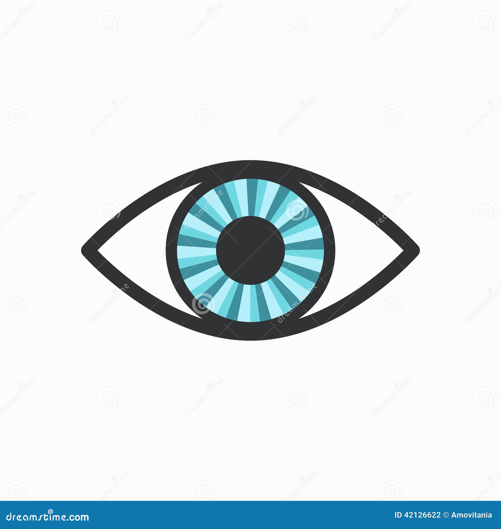 Blue Radiant Eye Icon with Dark Lining Stock Vector - Illustration of ...