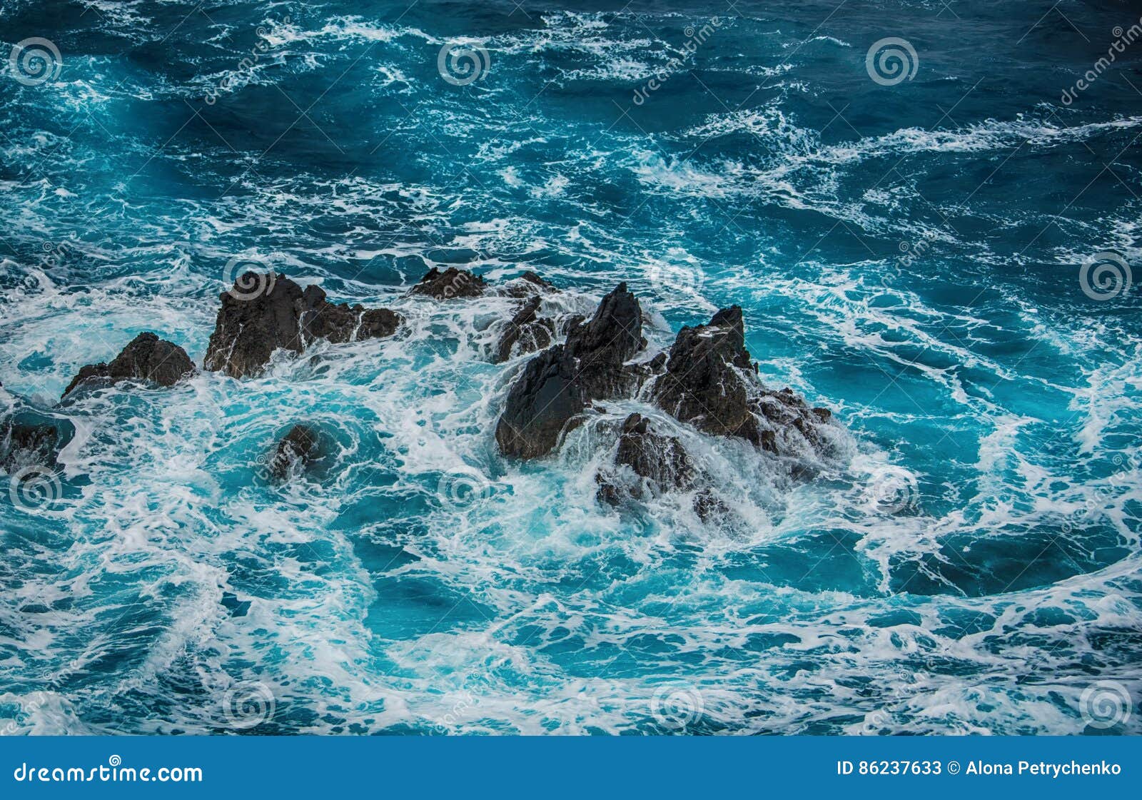 Blue Raging Waves Crashing on the Rocks Stock Image - Image of ...