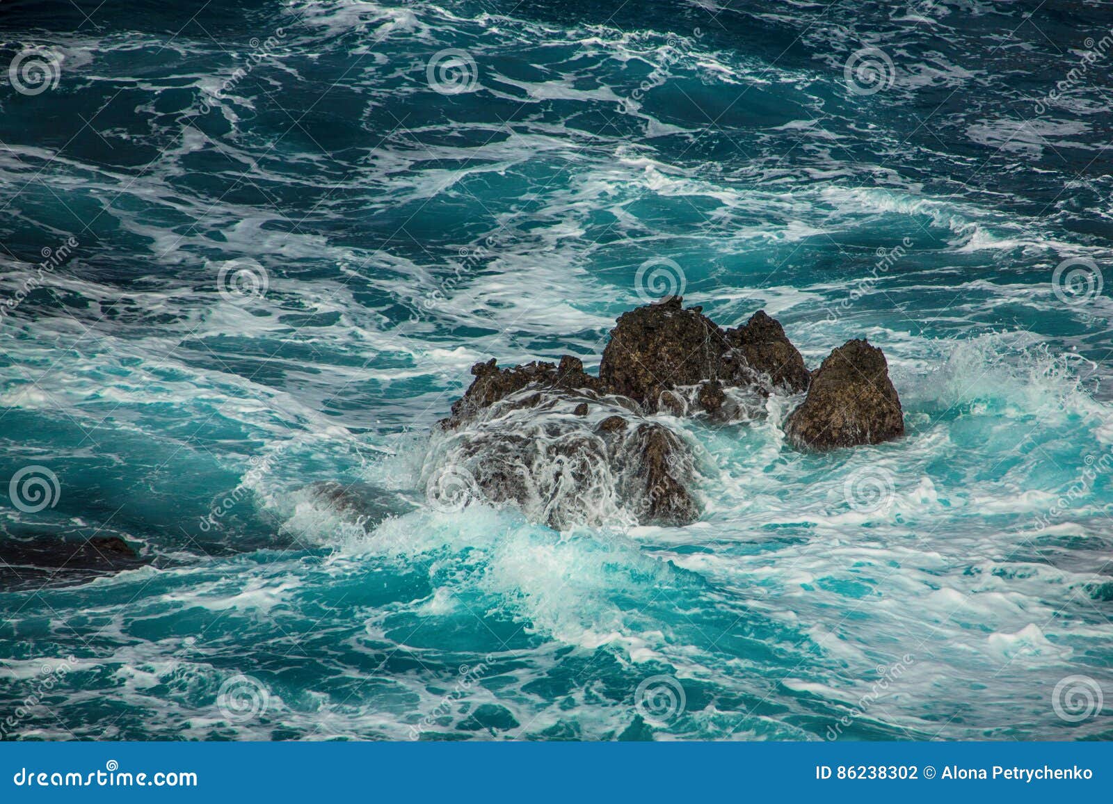 Blue Raging Waves Crashing on the Rocks Stock Photo - Image of pattern ...