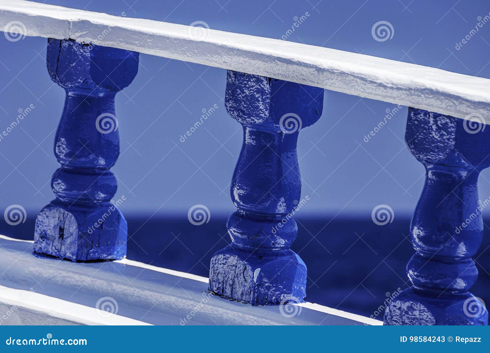 Blue railings stock image. Image of rail, cruising, peaceful - 98584243