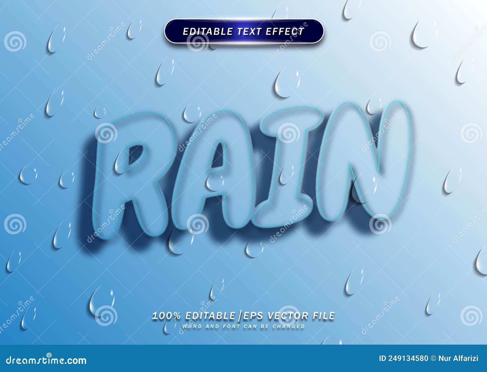 Blue Rain Alphabet Text Editable Effect with Water Background Stock ...
