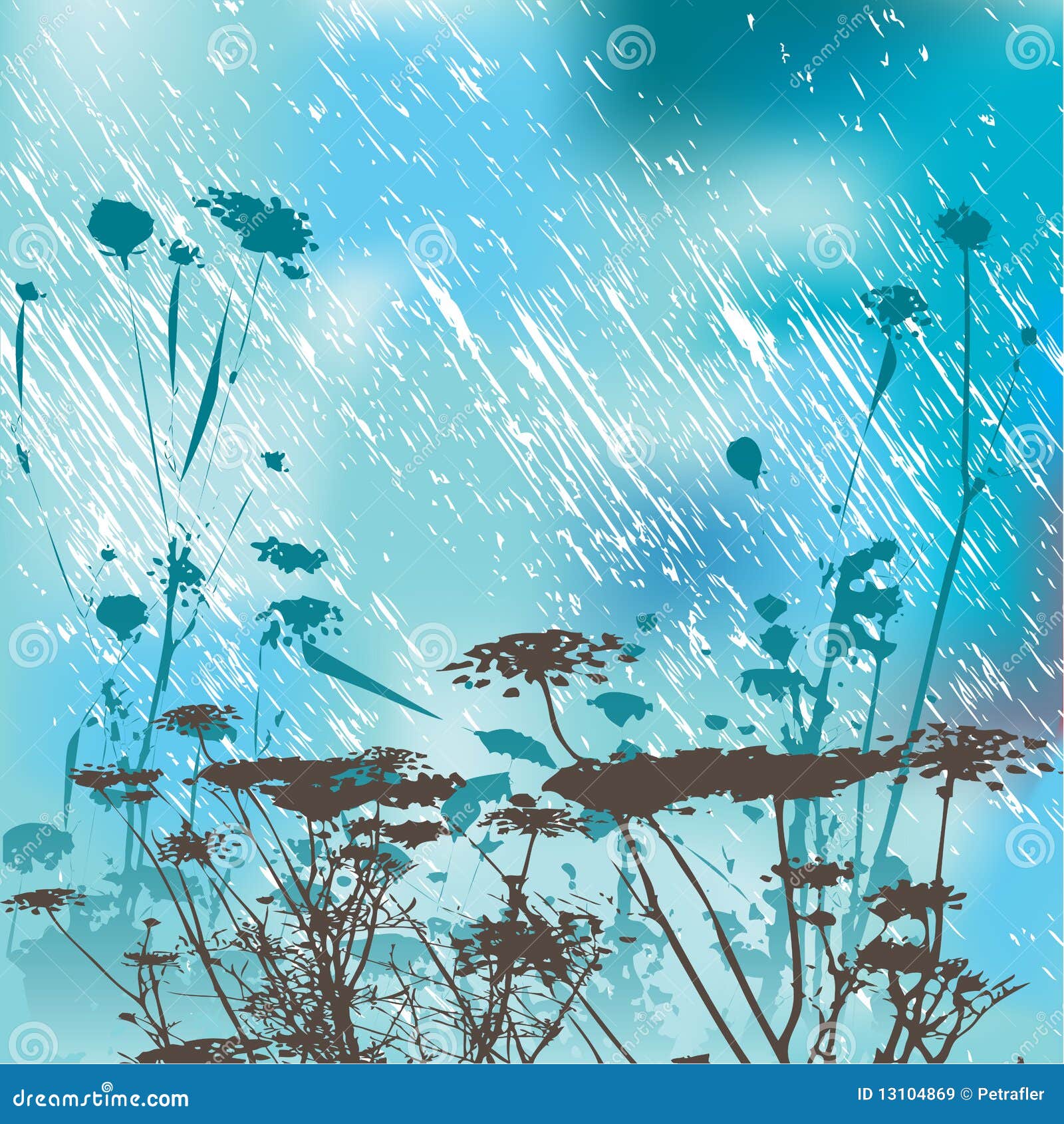 Blue Rain Background stock vector. Illustration of grass - 13104869