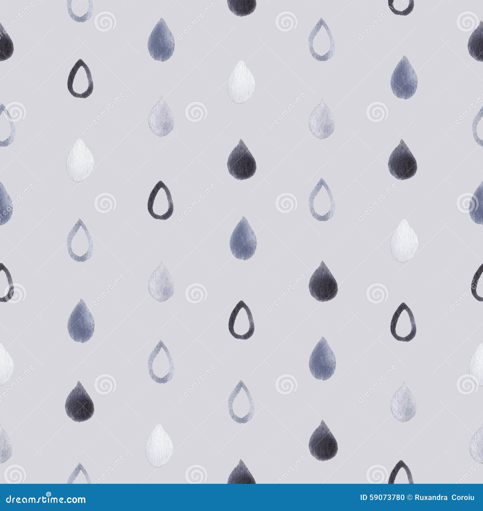Blue Rain Drops Falling Down Seamless Pattern Stock Illustration ...