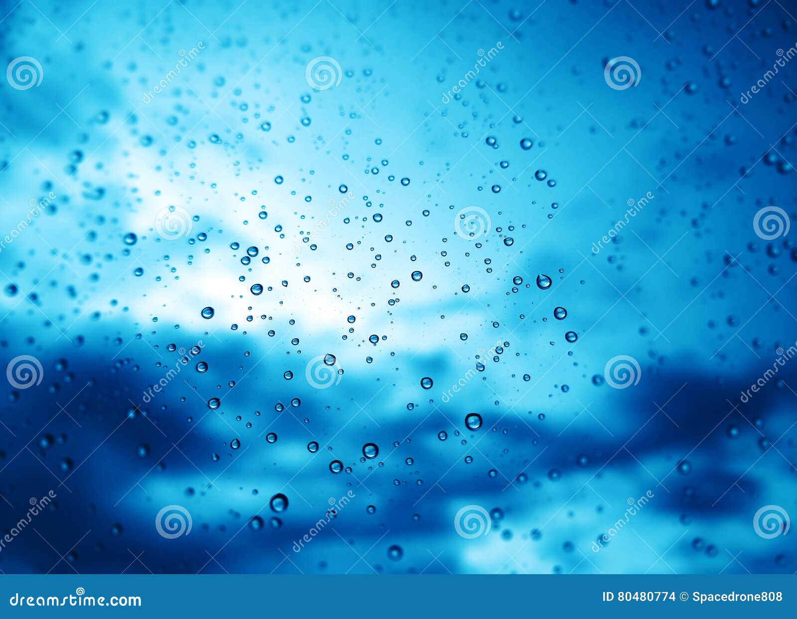 Blue Rain Drops on Window Glass Background Stock Photo - Image of bokeh ...