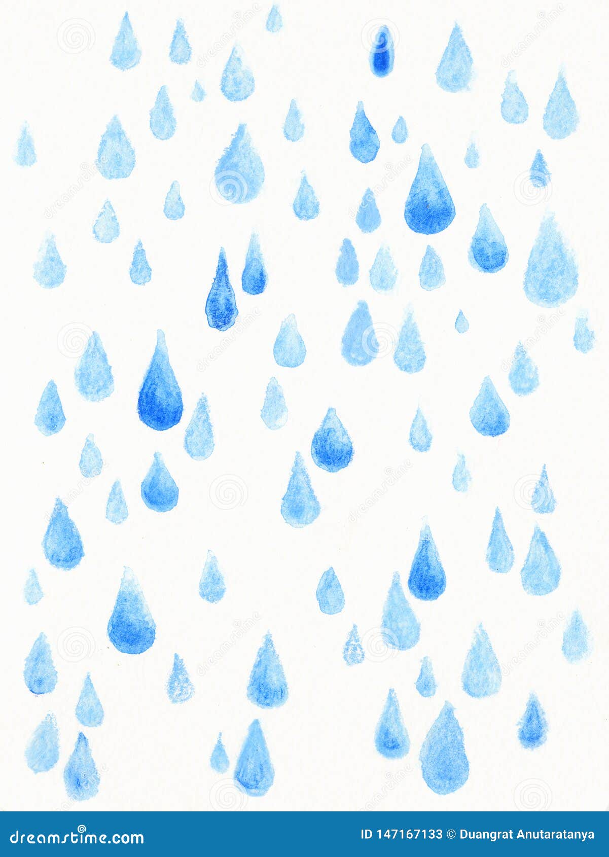 Blue Raindrop by Water Color on White Background Stock Illustration ...