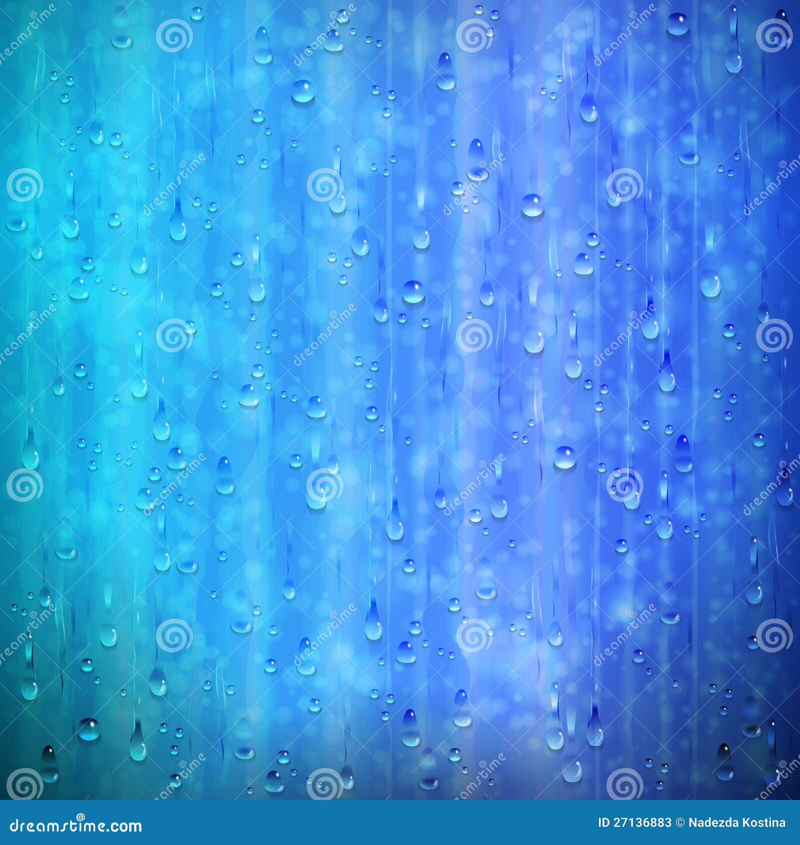 Blue Rainy Window Background with Drops and Blur Stock Vector ...