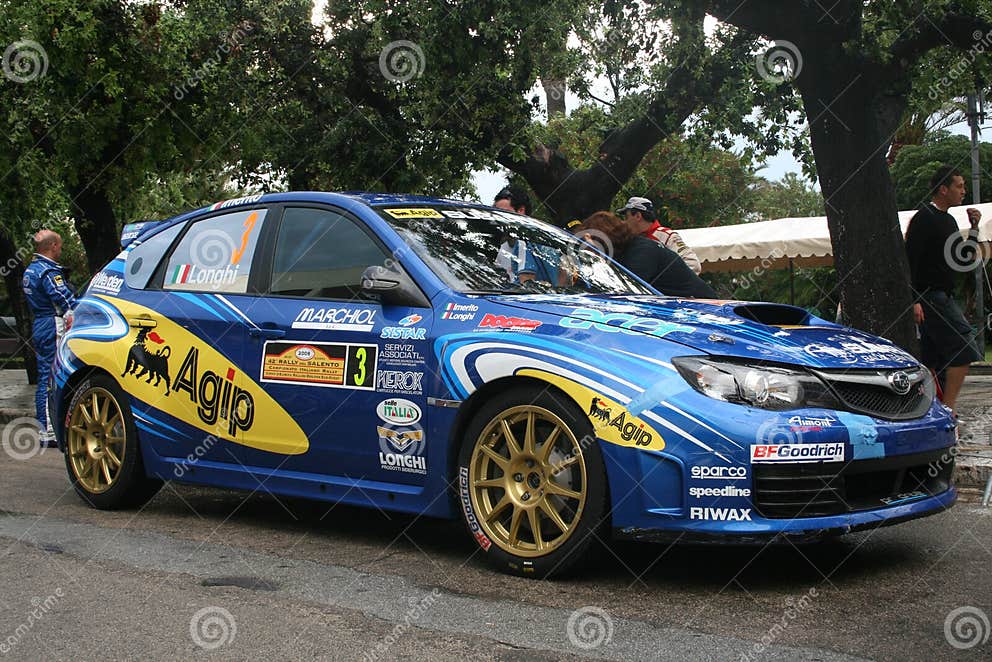 Blue rally car editorial stock photo. Image of subaru - 5444008