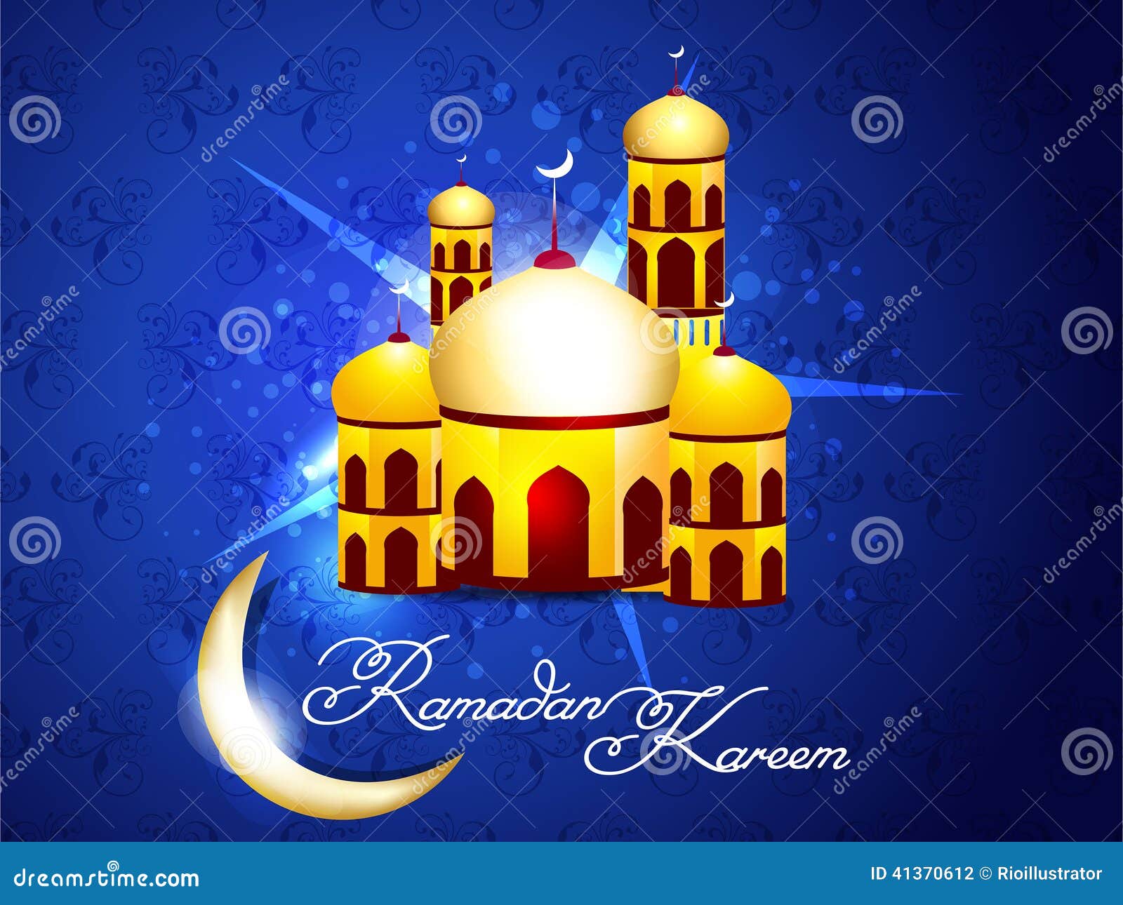 Blue Ramadan Background stock vector. Illustration of culture - 41370612