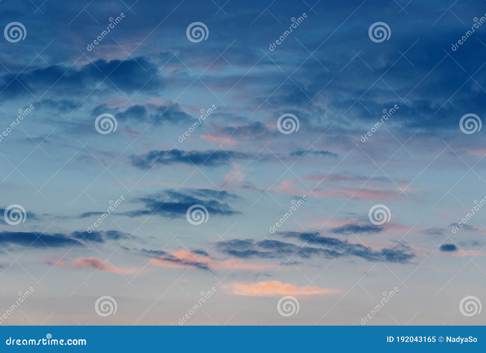 Blue Random Clouds in Evening Sky, Dusk Sky Background Stock Image ...