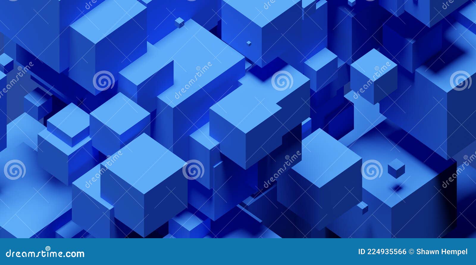 Blue Random Shifted Isometric Cube or Boxes Background Stock ...