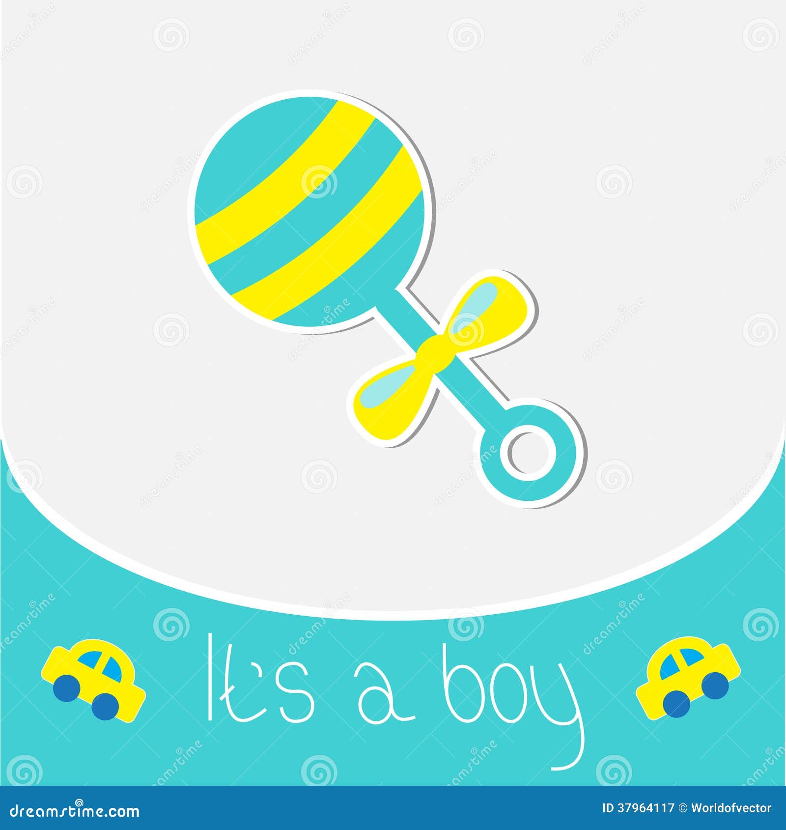 Blue Rattle. Baby Boy Shower Card Stock Vector - Illustration of cute ...