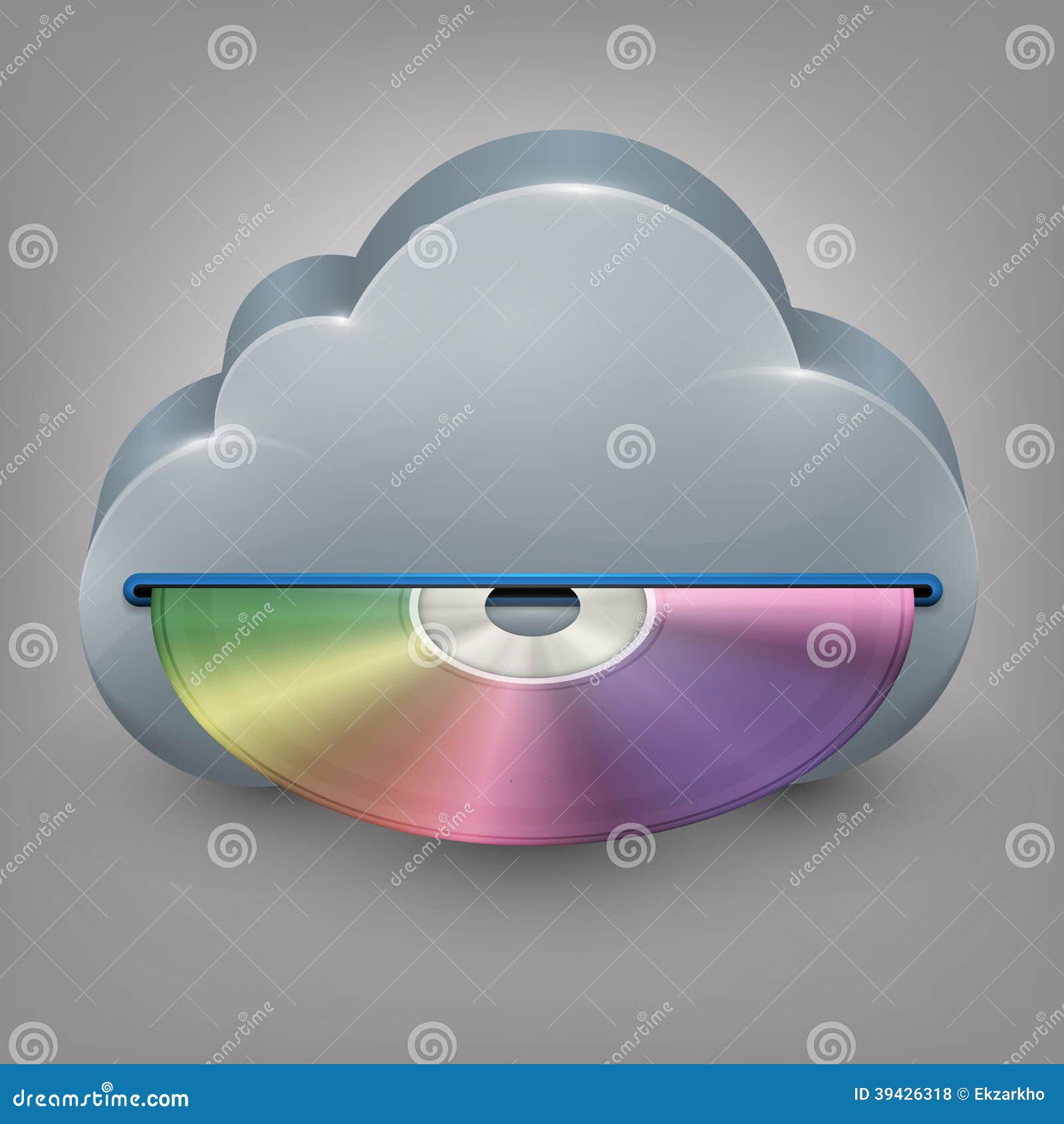 Blue-ray, DVD or CD Disc with Cloud Stock Vector - Illustration of ...