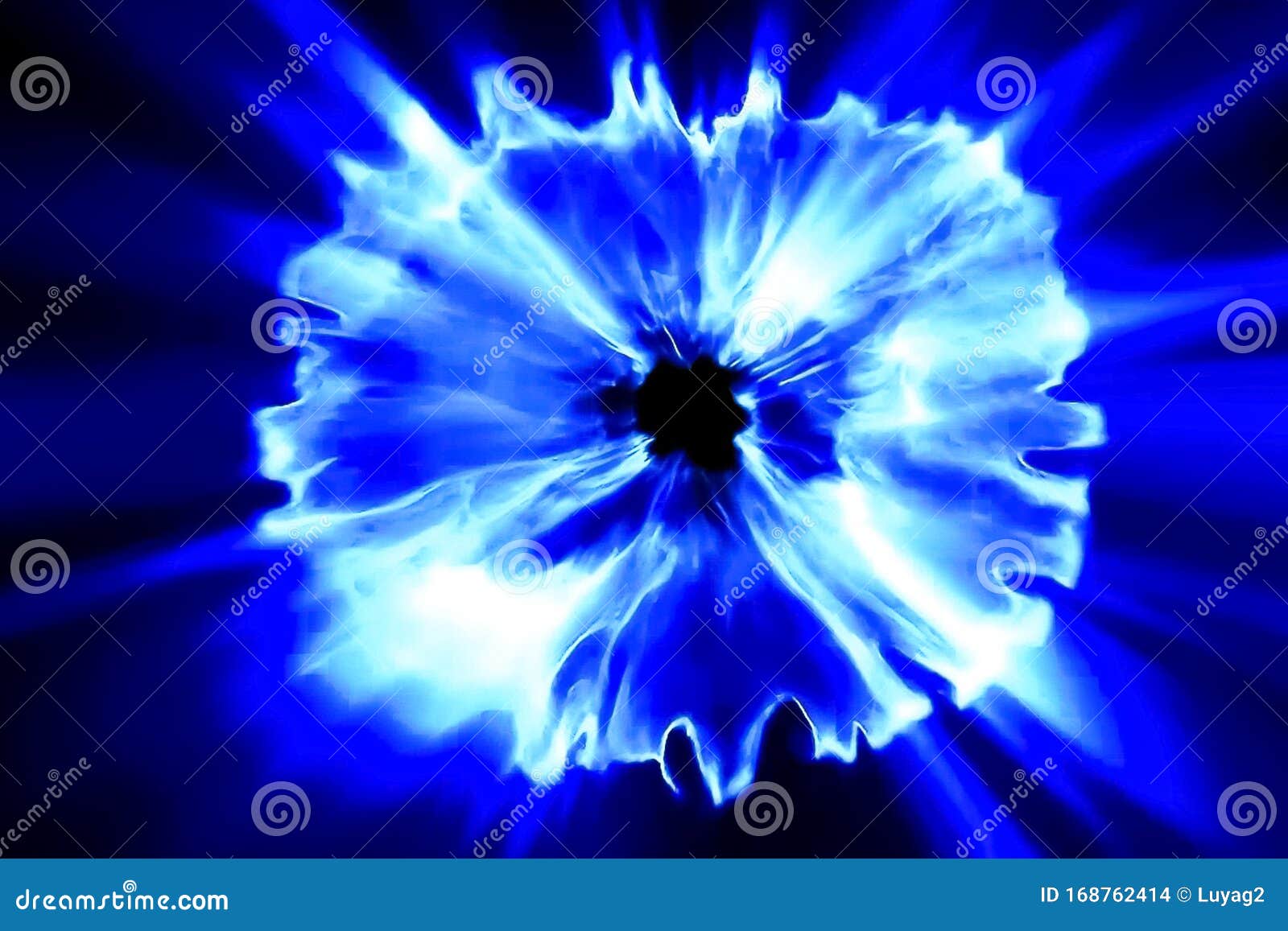 Blue Rays, Big Plasma Blast. Illustration Stock Photo - Image of ...