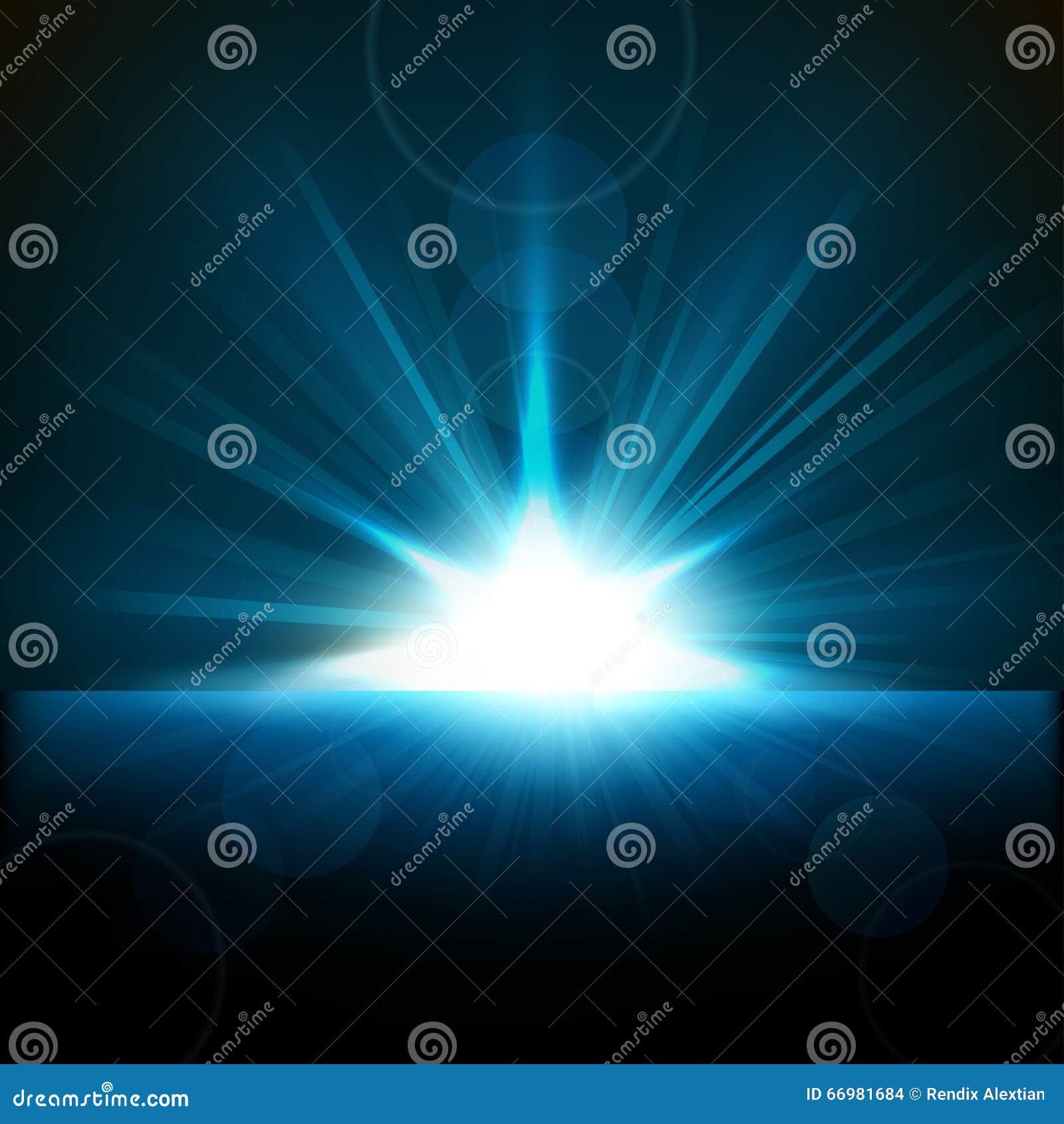 Blue Rays Rising from Horizon Stock Vector - Illustration of brilliant ...
