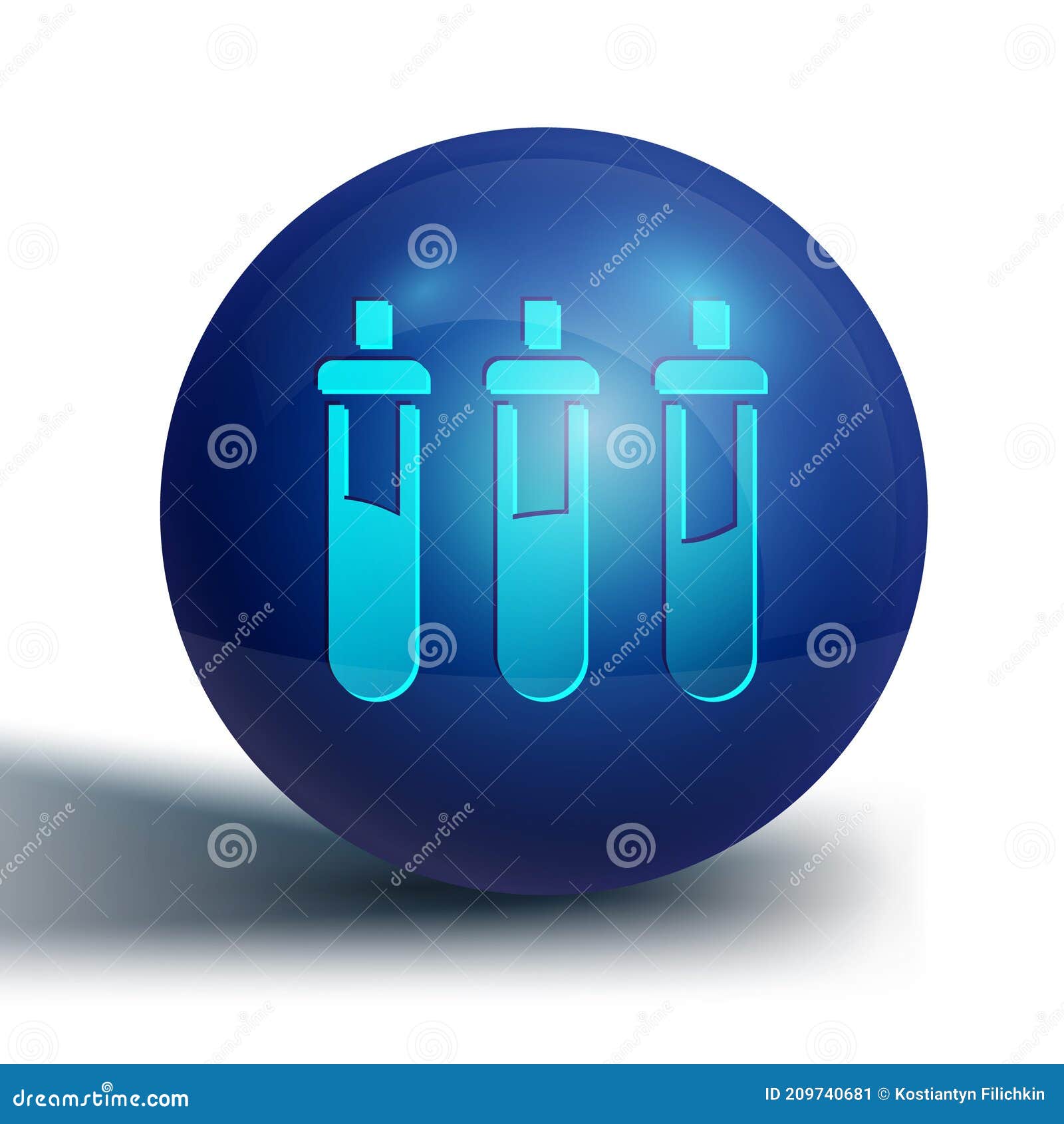 Blue Reagent Bottle for Physics and Chemistry Icon Isolated on White ...