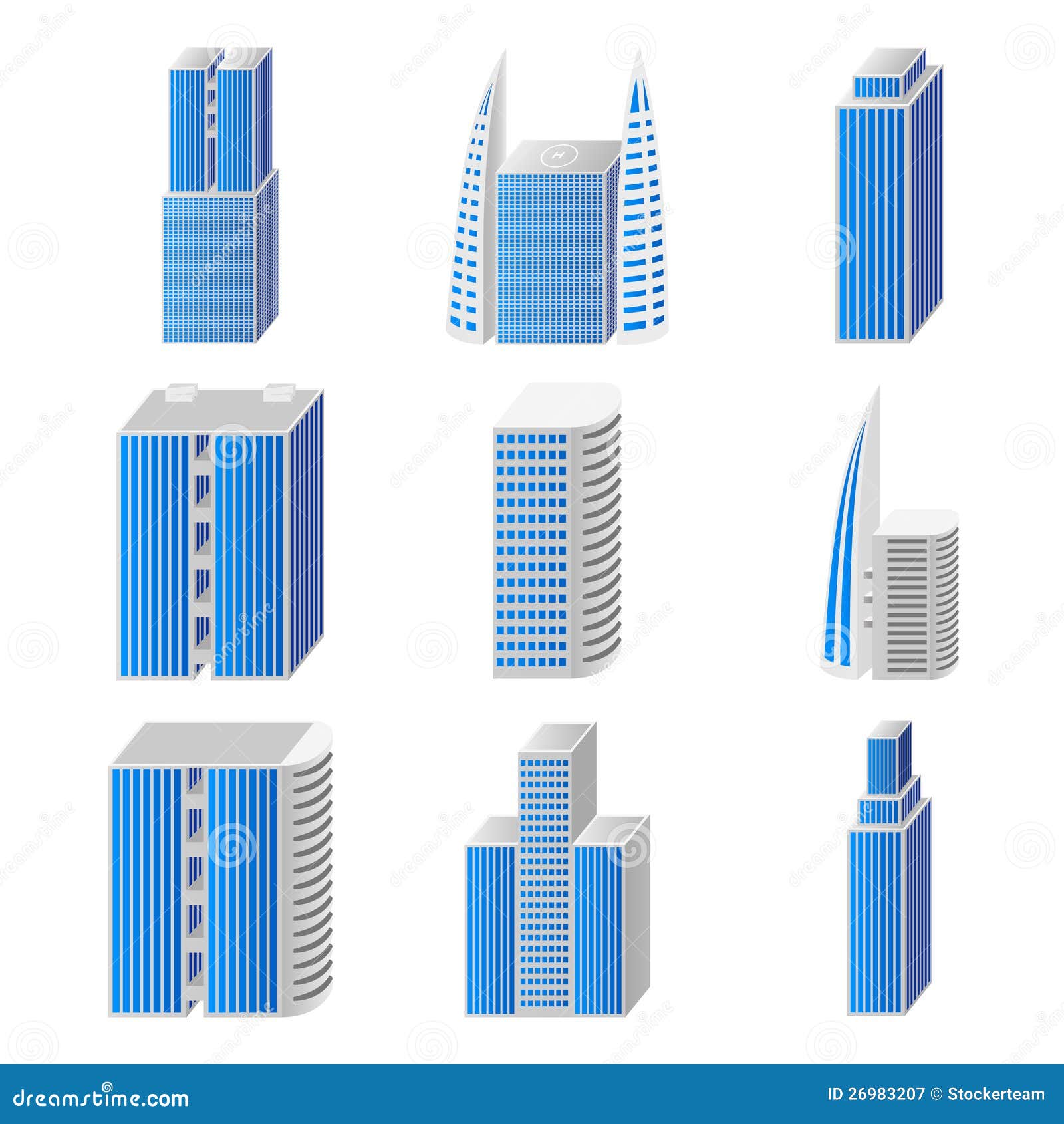 Blue Real Estate Set of Icons Stock Illustration - Illustration of ...