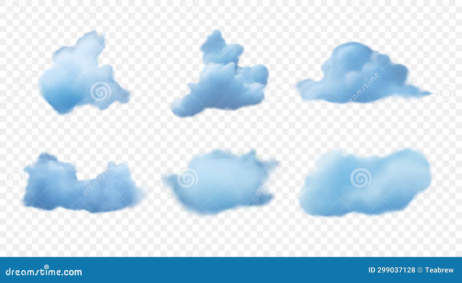 Blue Realistic Clouds. Set of Vector Design Elements. Stock ...