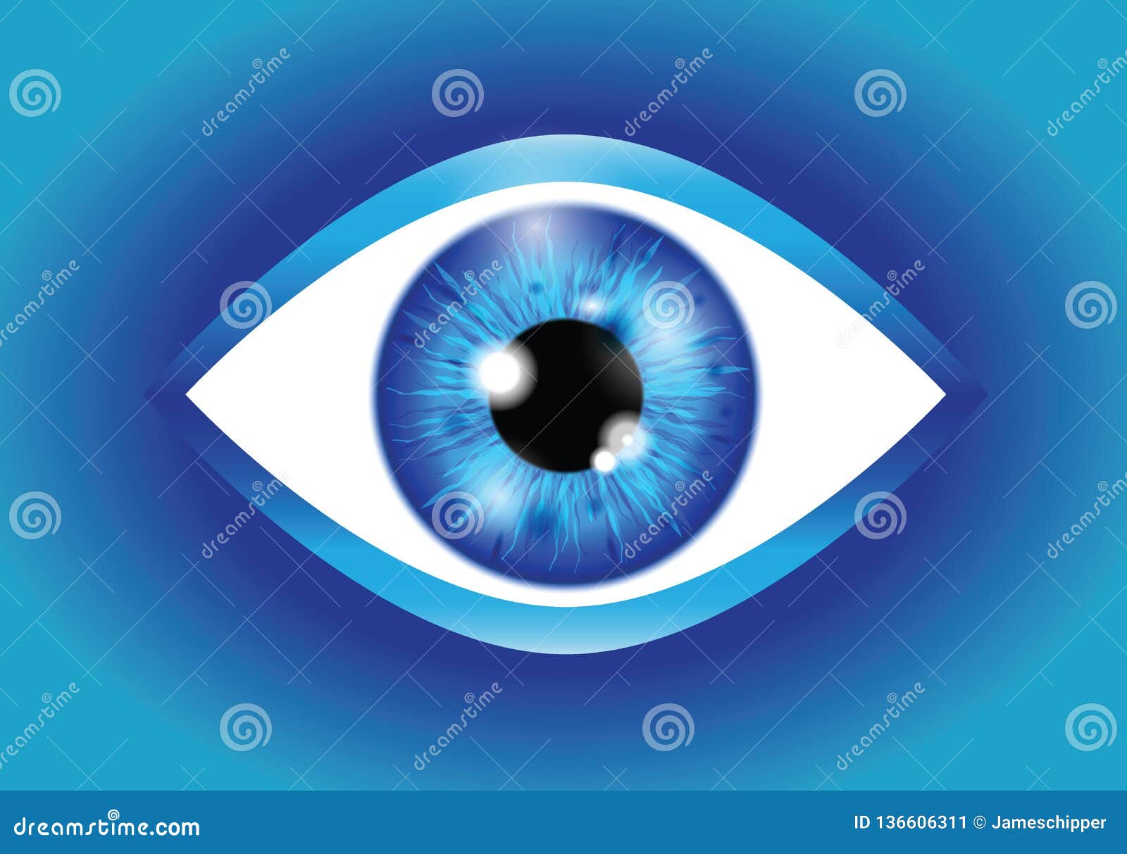 Blue realistic eyeball stock vector. Illustration of retina - 136606311