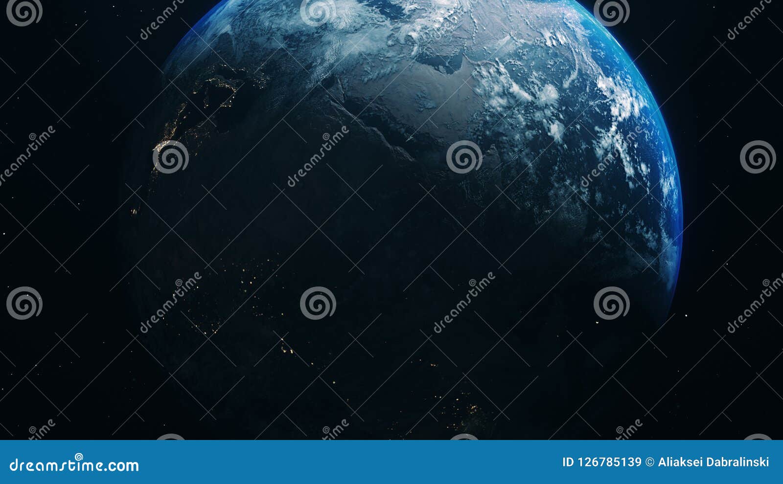 Blue Realistic Glow Earth in Open Space Stock Image - Image of earth ...