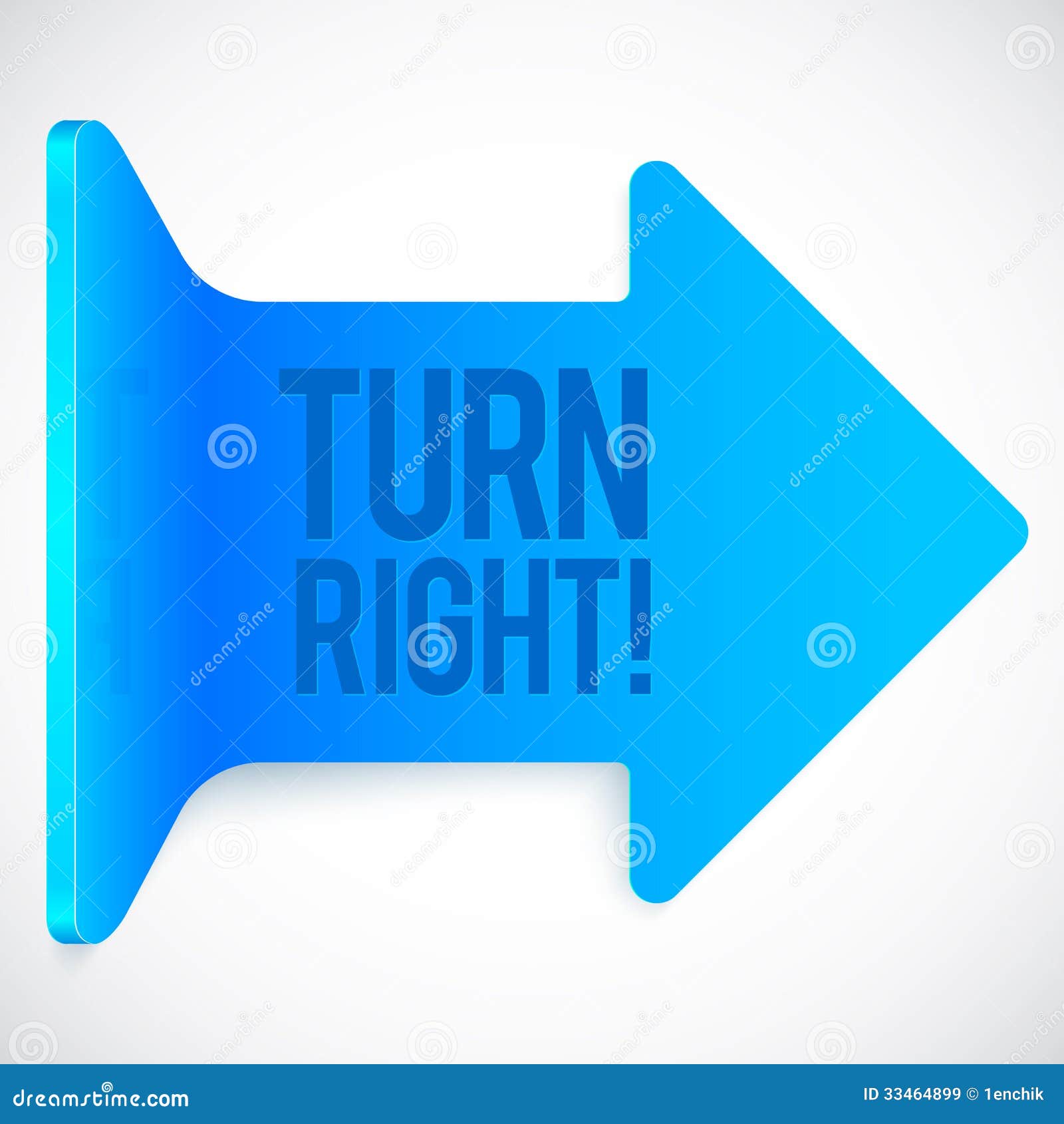 Blue Realistic Plastic Turn Right Vector Arrow Stock Vector ...
