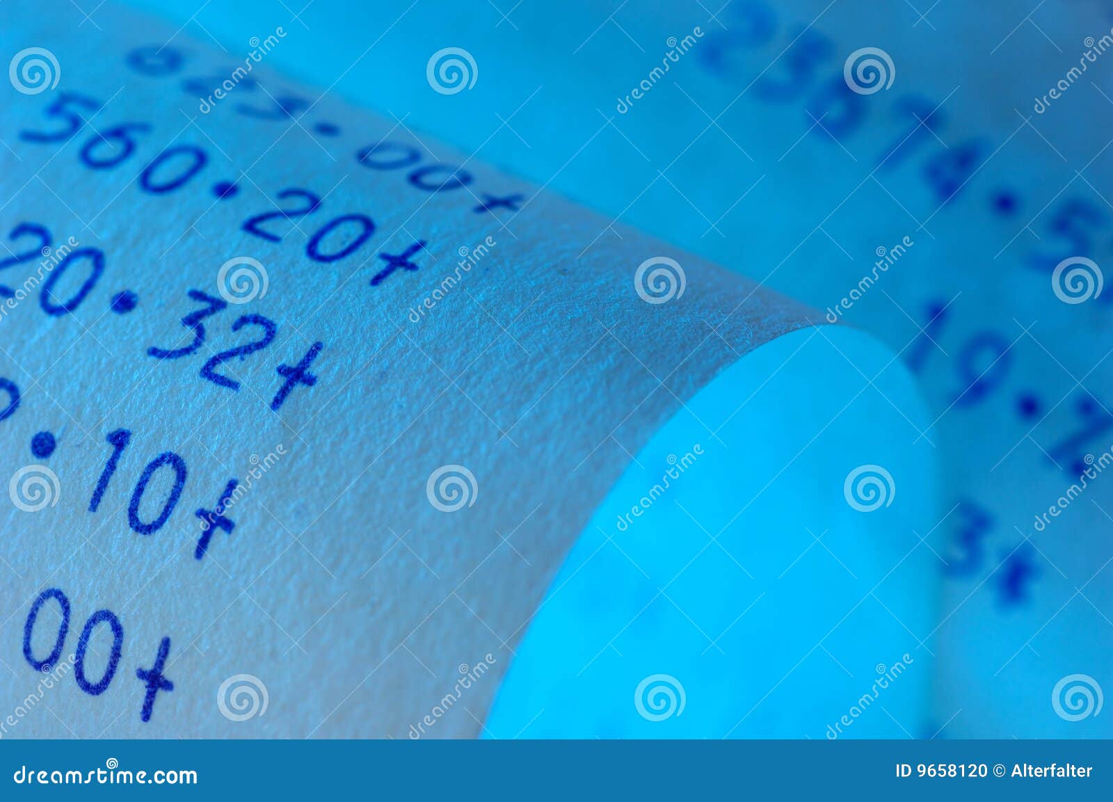 Blue Receipt stock photo. Image of total, calculating - 9658120