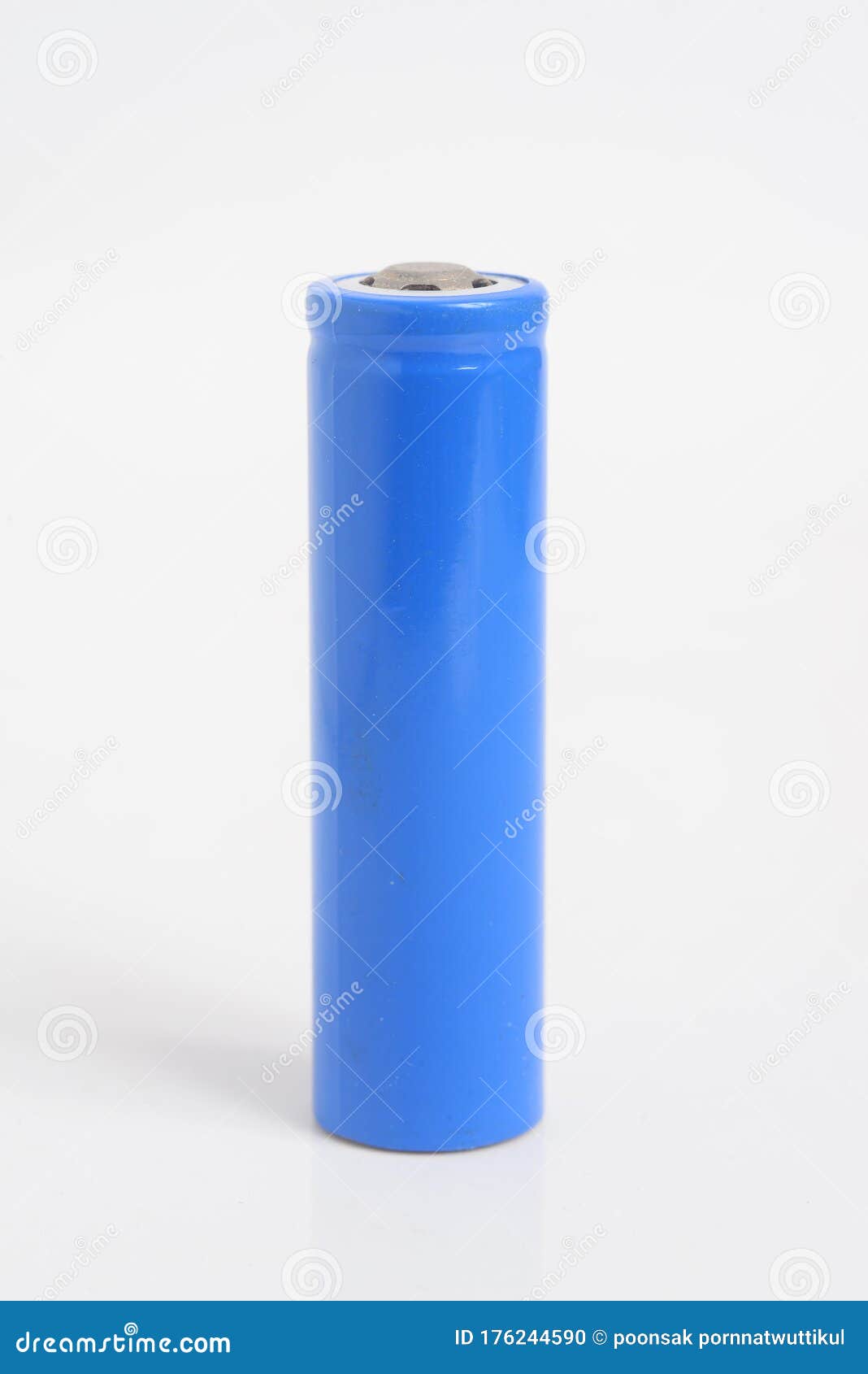 Blue 18650 Rechargeable Li-ion Battery on White Background Stock Photo ...