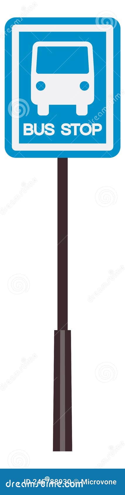 Blue Rectangle Bus Stop Road Traffic Sign Stock Vector - Illustration ...