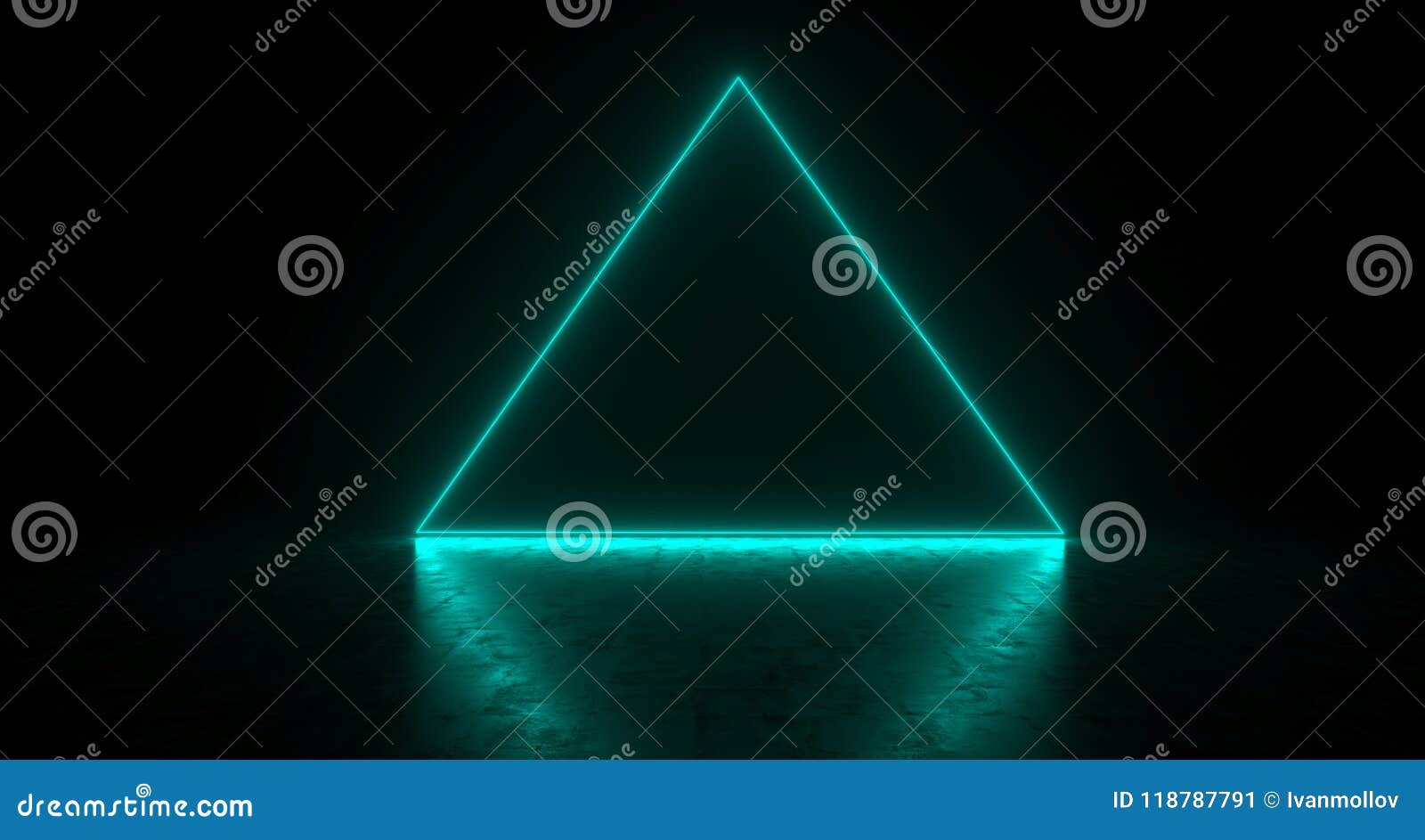 Blue Rectangle Shaped Neon Lights with Reflections on the Floor. Stock ...