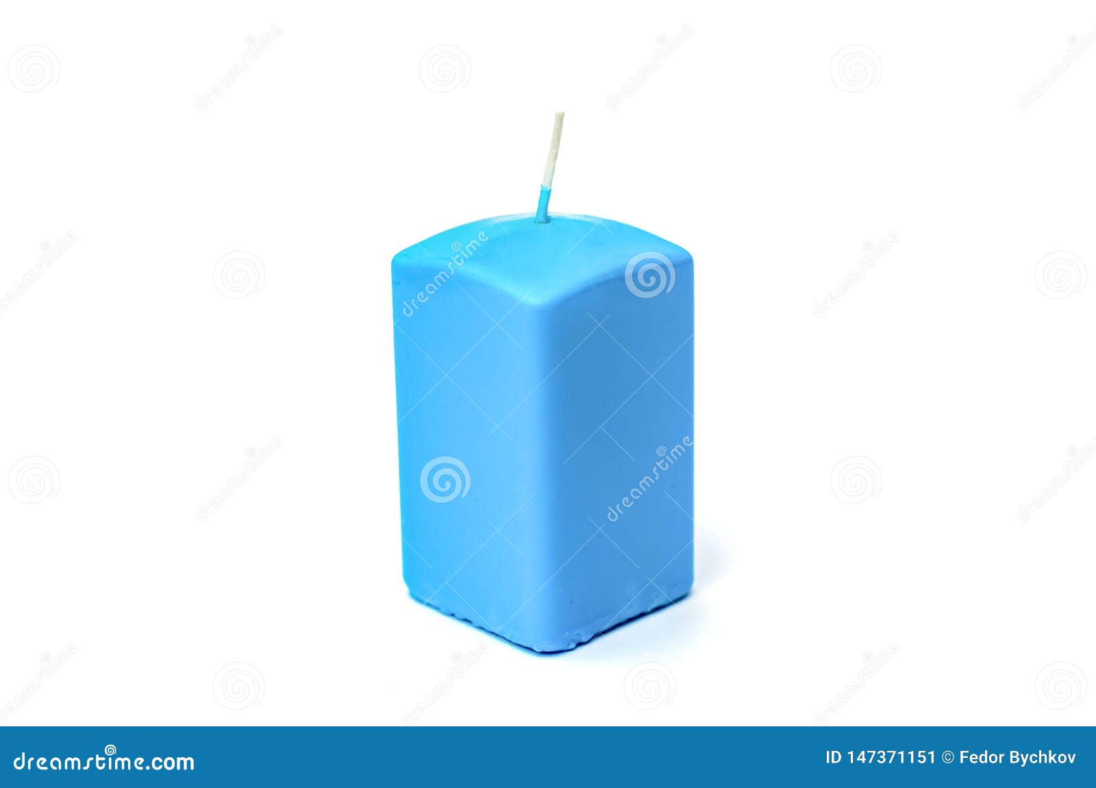 Blue Rectangular Candle for a Holiday Stock Image - Image of flame ...
