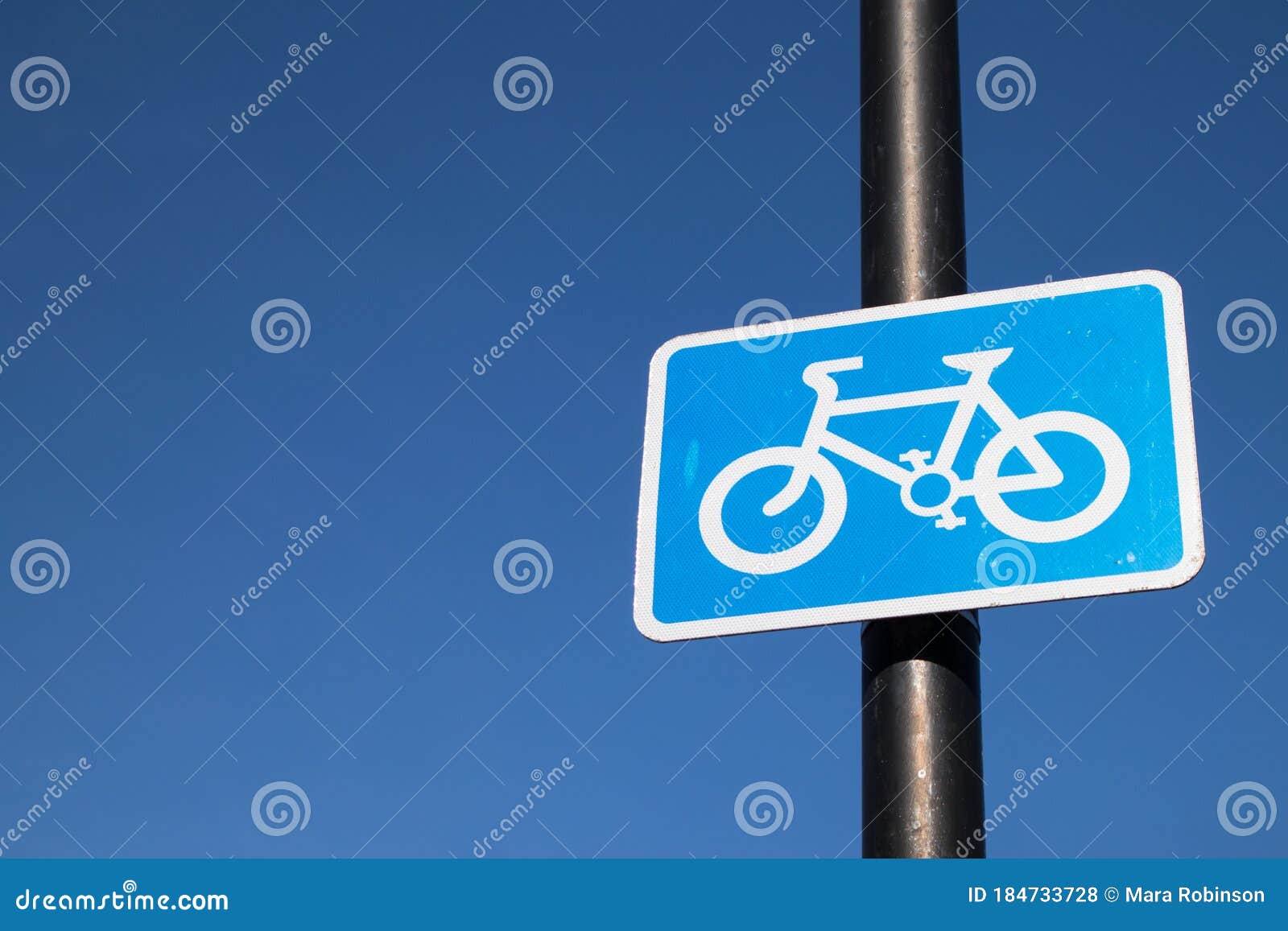 Blue Rectangular Cycle Path Route Sign on Metal Pole Stock Photo ...