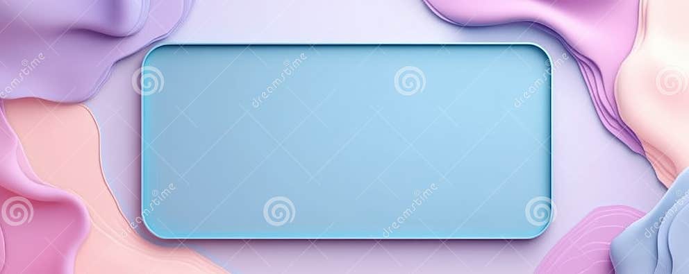 Blue Rectangular Label on a Pastel Abstract Background with Rounded ...