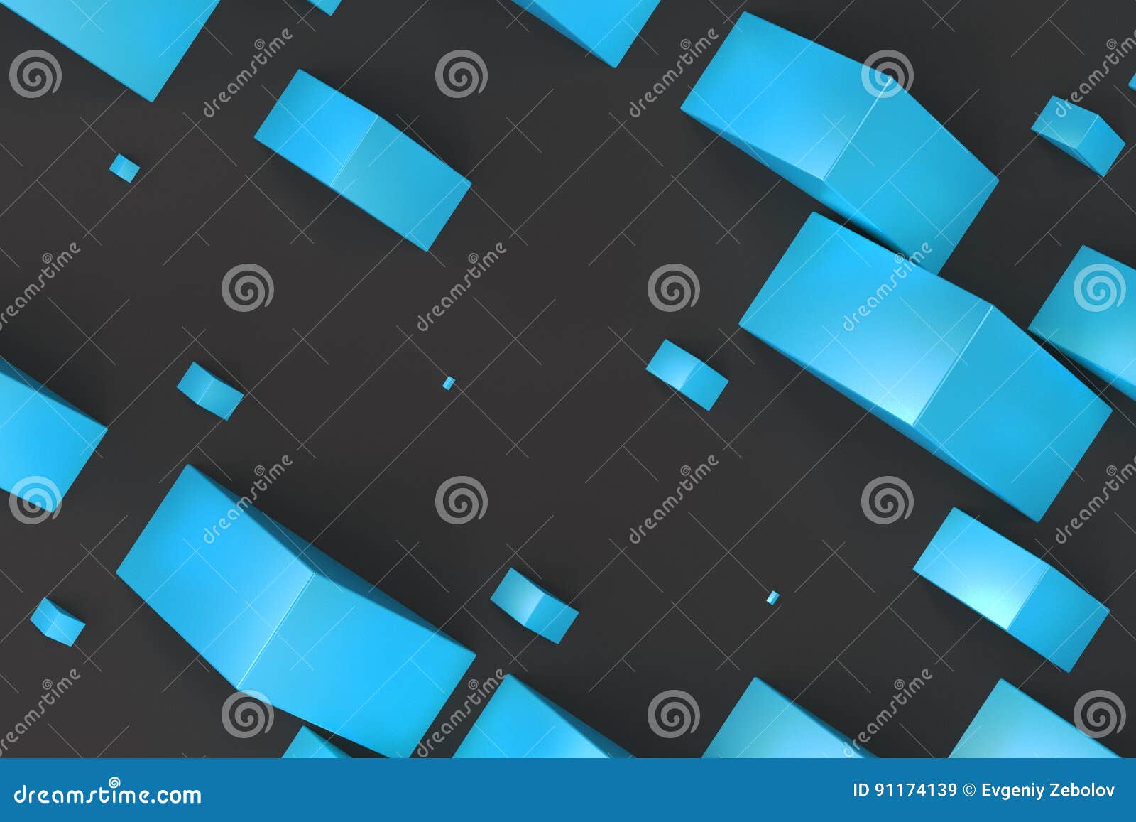 Blue Rectangular Shapes of Random Size on Black Background Stock ...