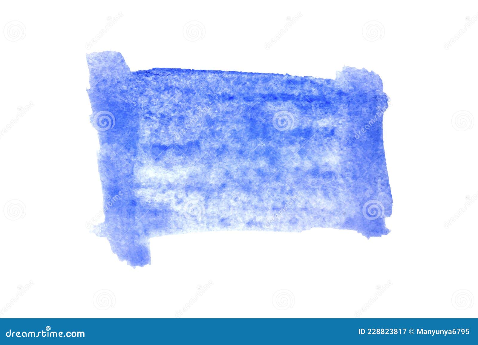 Blue Rectangular Stain of Watercolor Paint Isolated on White ...