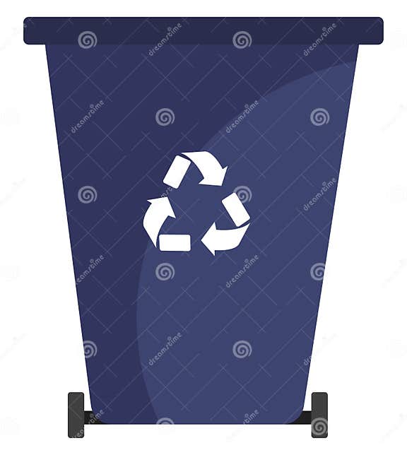 Blue recycle bin, icon stock vector. Illustration of trash - 261368693