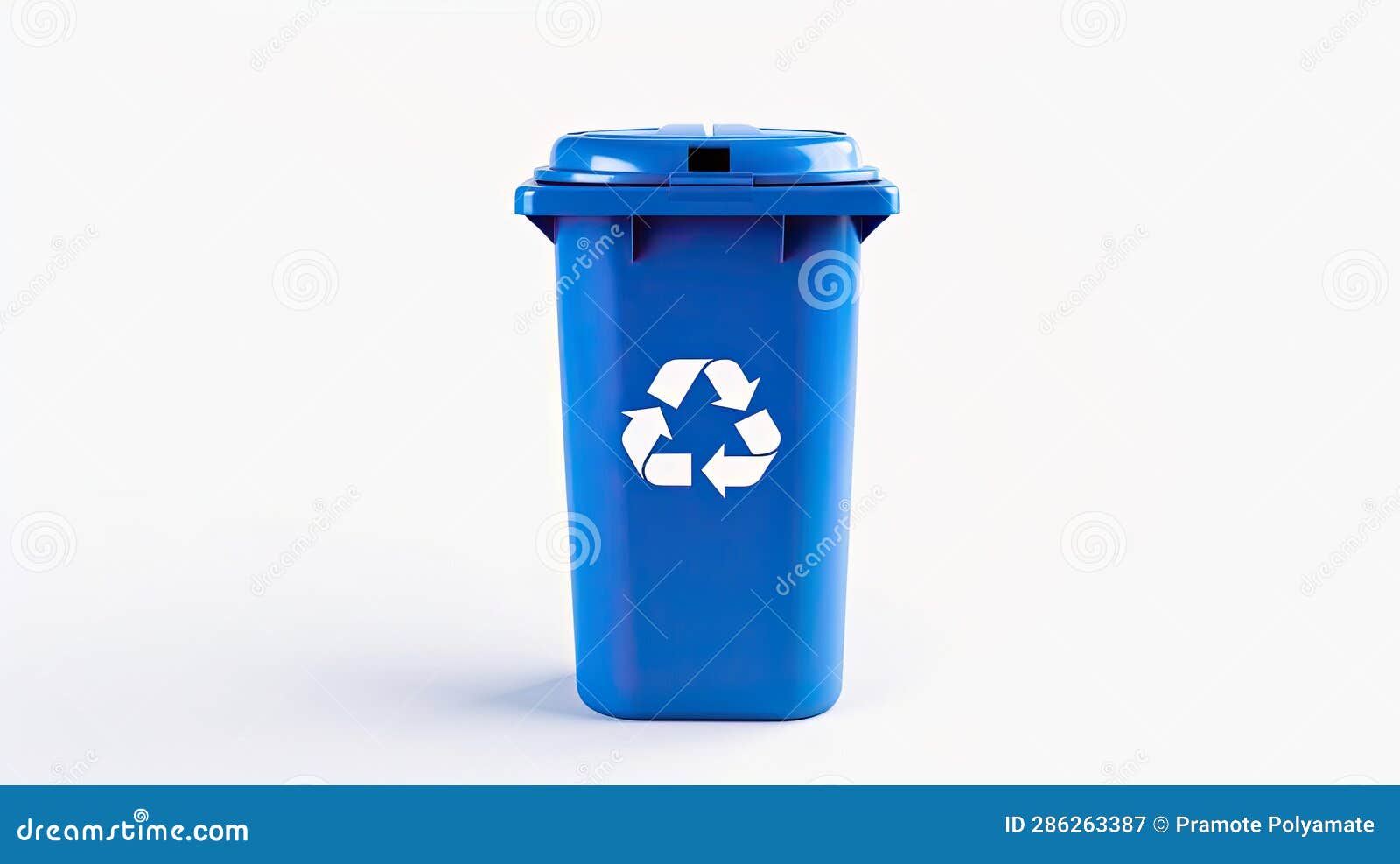 A Blue Recycle Bin with Recycle Symbol Isolated on White Background ...