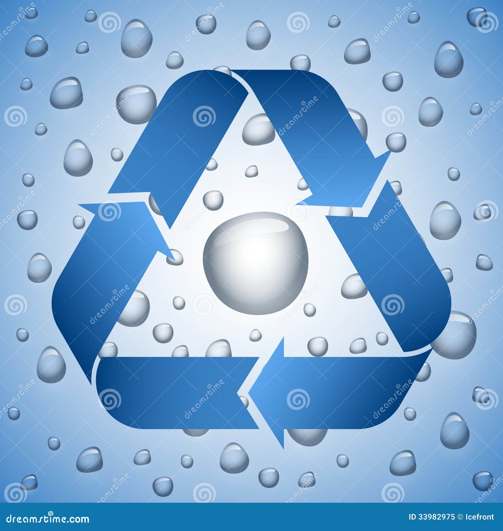 Blue Recycle Symbol on Wet Background Stock Vector - Illustration of ...
