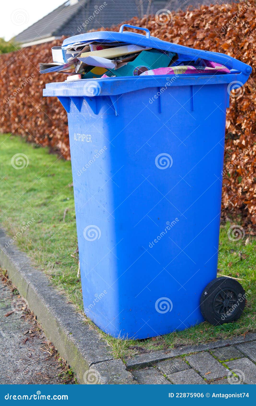 Blue recycling container stock photo. Image of waste - 22875906