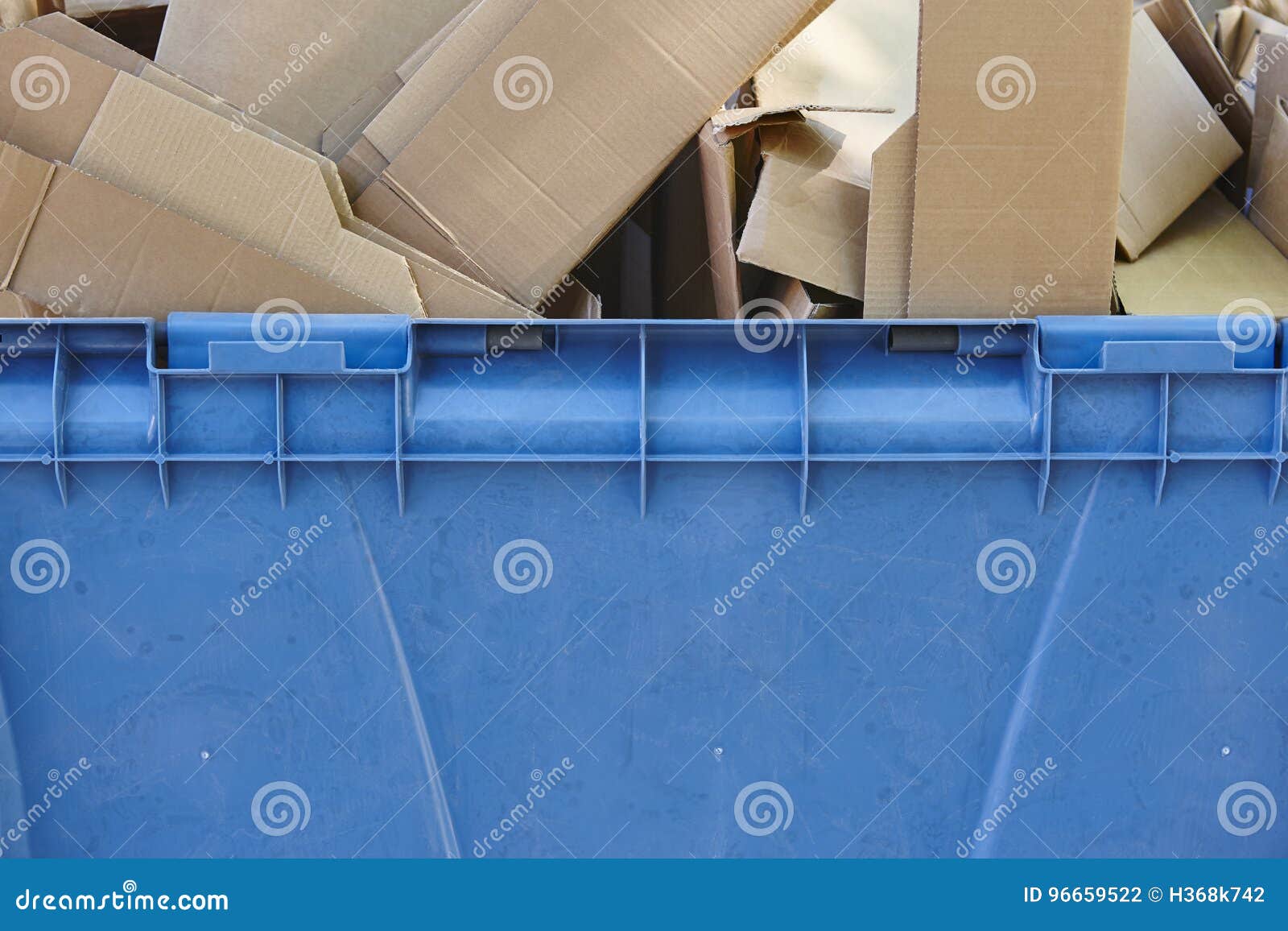 Blue Recycling Container for Paper with Cardboard Boxes Stock Photo ...