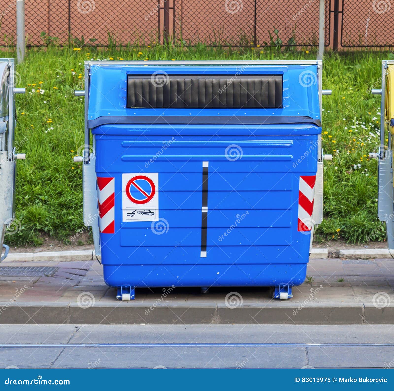 Blue Recycling Container on the Street Stock Photo - Image of clean ...