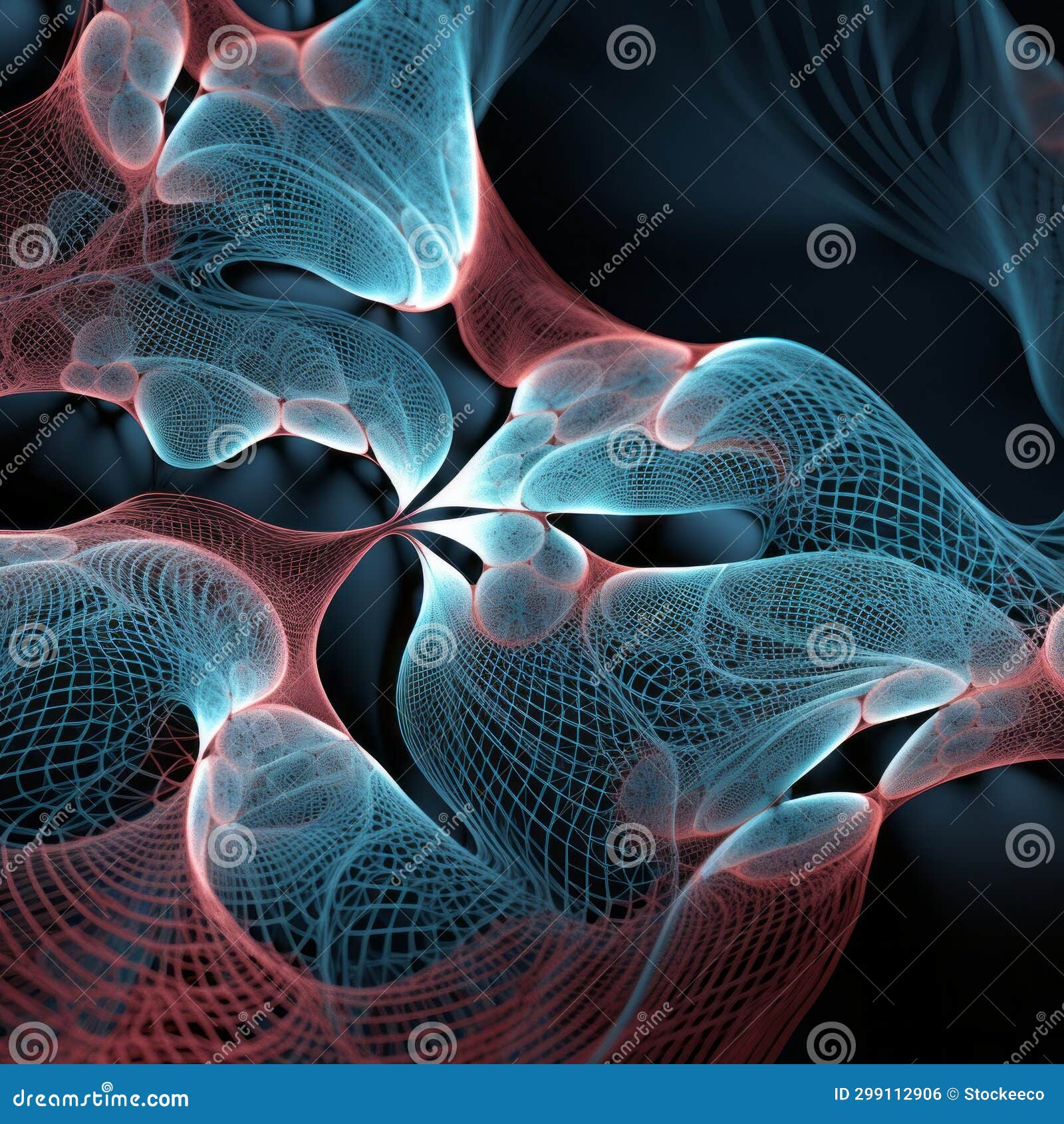 Ghostly Forms: a Mesmerizing 3d Pattern of Blue and Red Filaments Stock ...