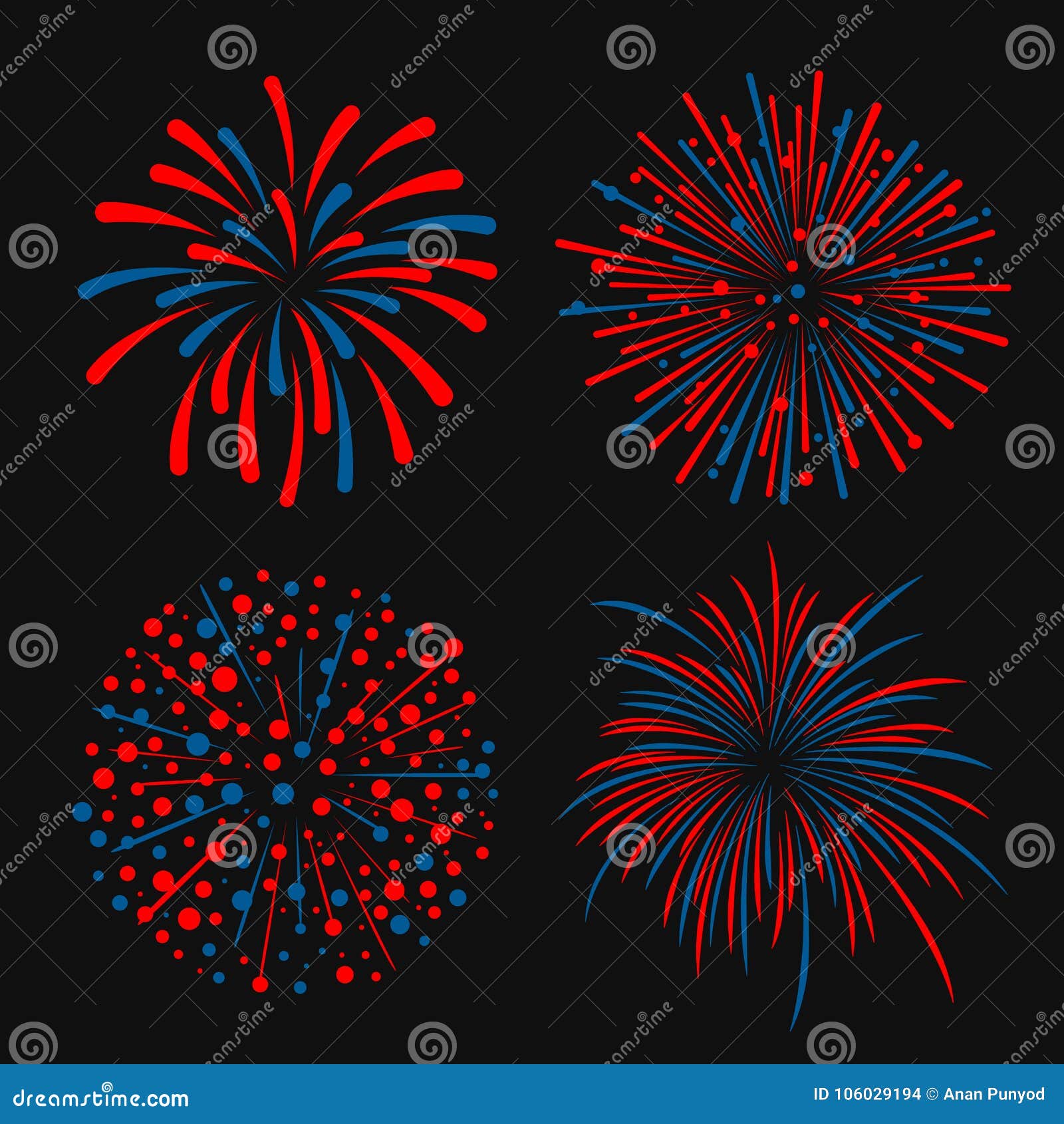 Blue and Red Abstract Firework 4 Style Vector Design Stock Vector ...