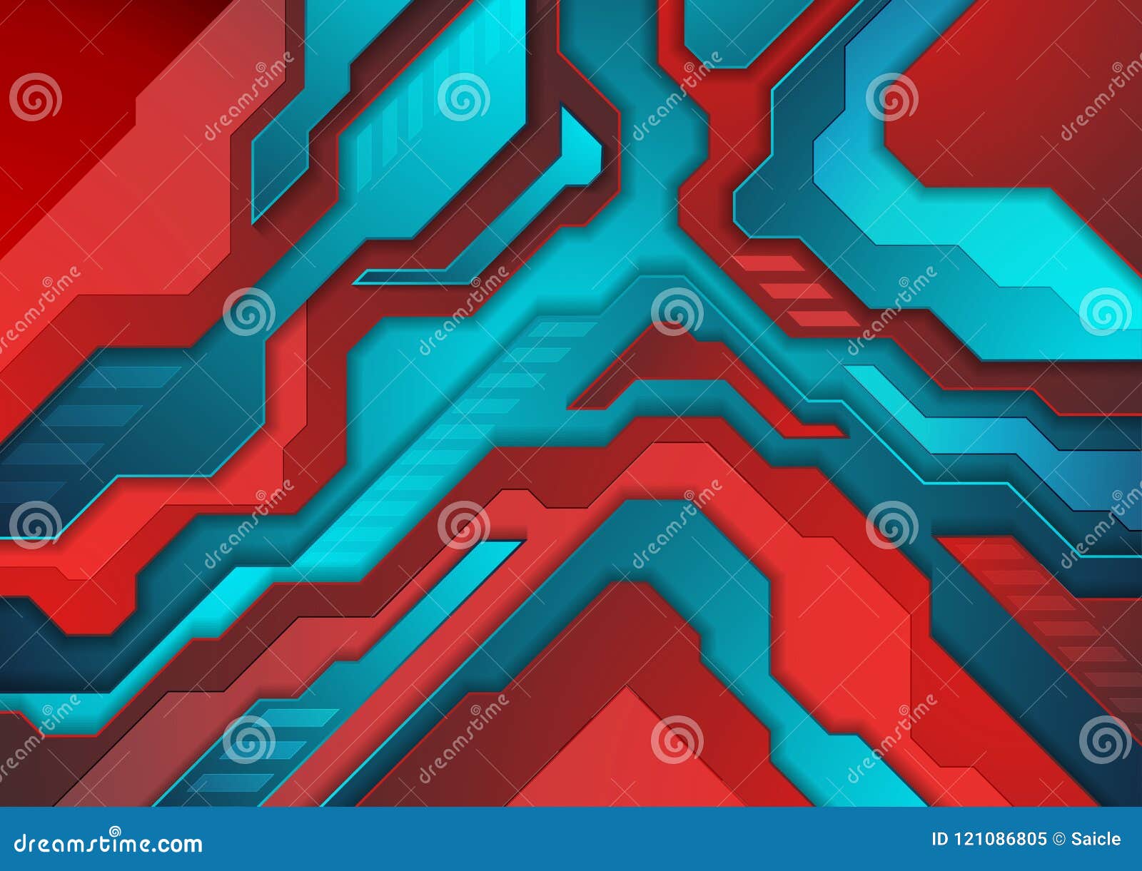 Blue Red Abstract Technology Background Stock Vector - Illustration of ...