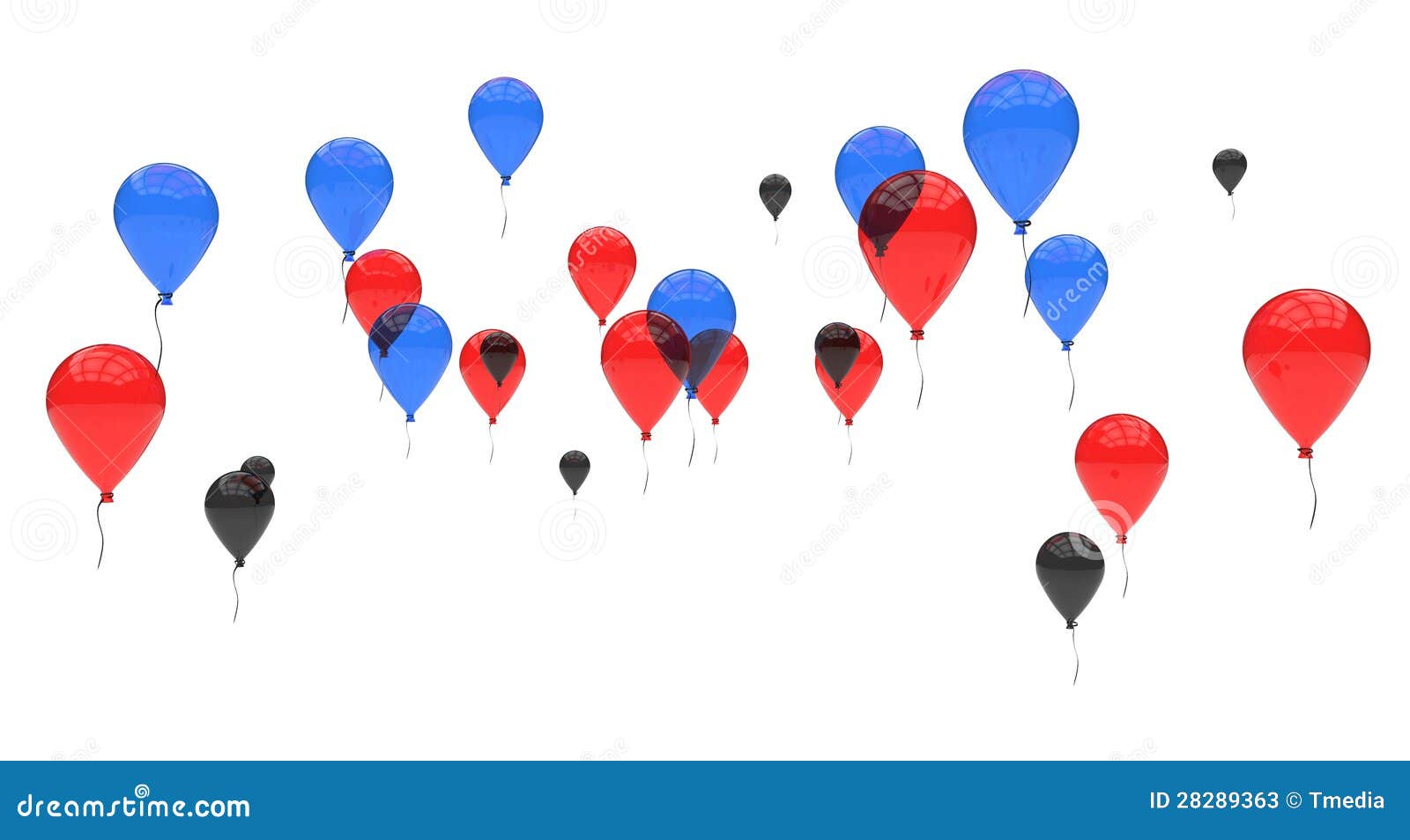 Blue Red and Black Balloons Stock Illustration - Illustration of party ...