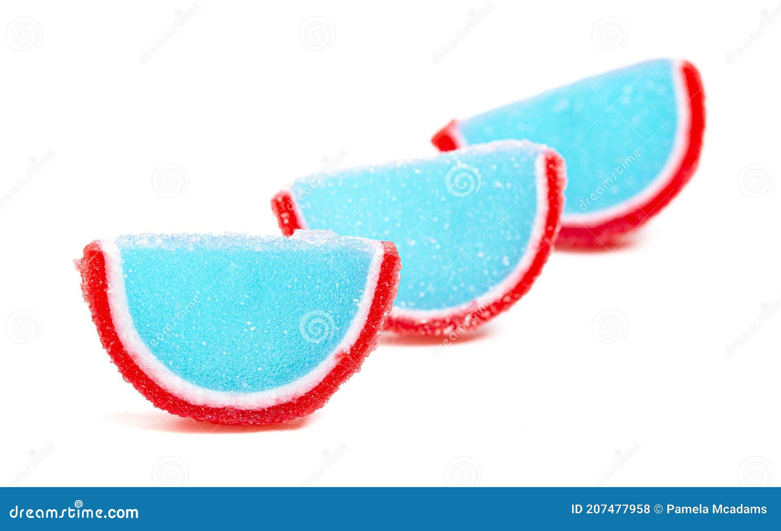 Blue and Red Candy Fruit Slice on a White Background Stock Photo ...