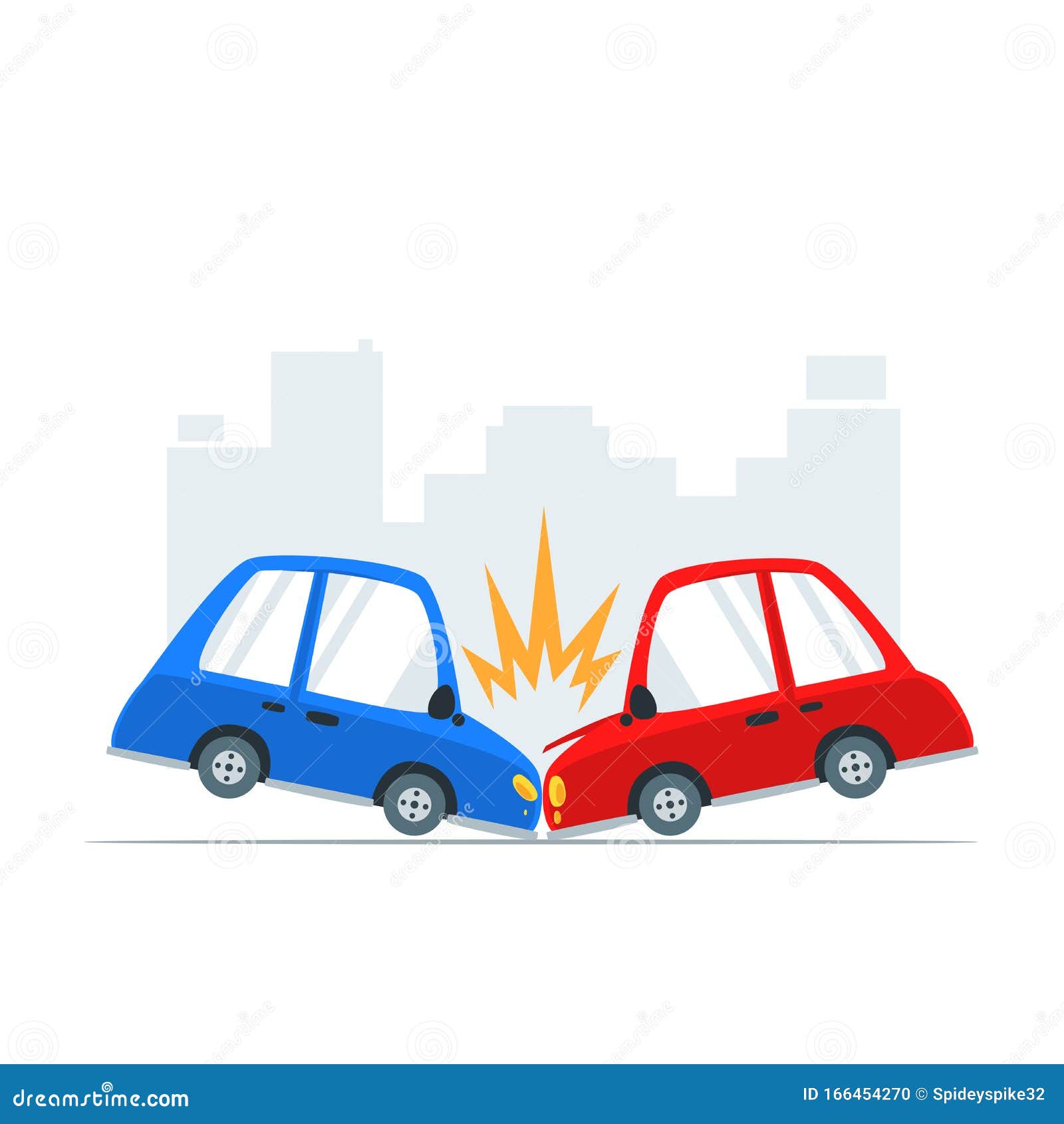 Blue and Red Car Crash. Isolated Vector Illustration Stock Vector ...